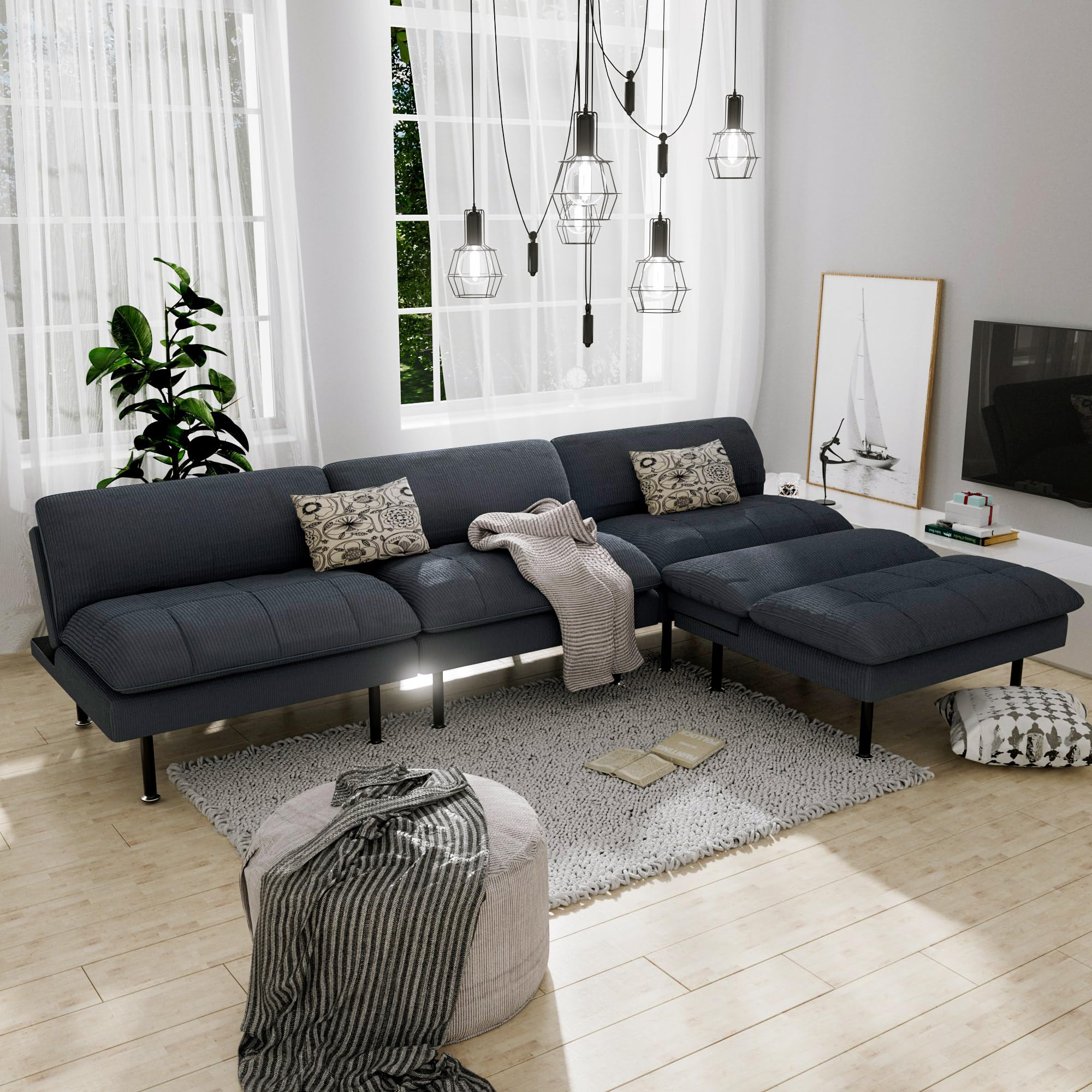 Amazon.com: Ribilake 2 Sets 70" Futon Sofa Bed, 4-in-1 Multi-Function ...