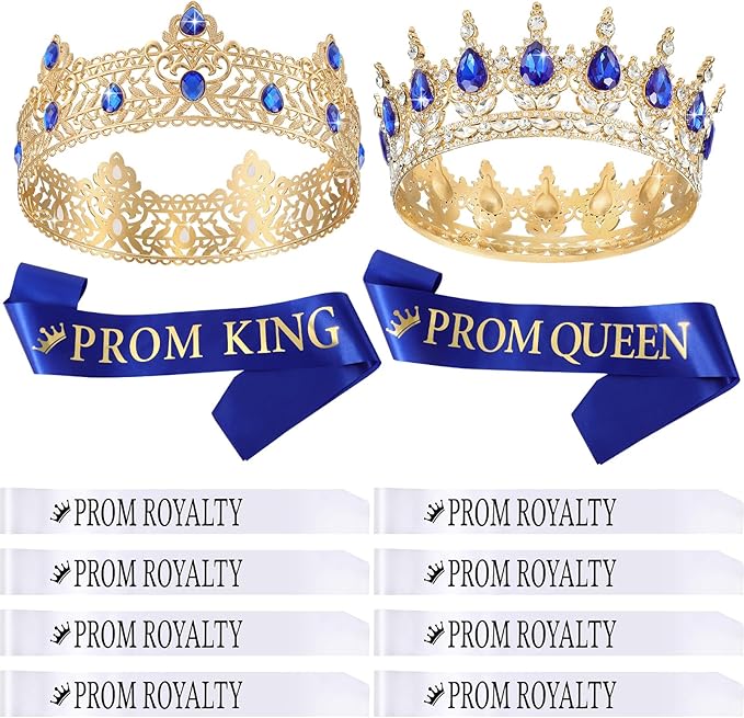 Amazon.com: Saintrygo 12 Pcs Prom Crown and Sash Set, Prom King and ...