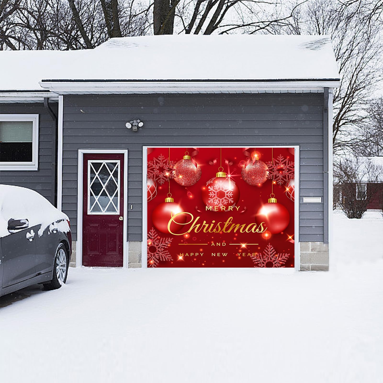 Snapklik.com : 7x9ft Christmas Garage Door Banner, Garage Door ...