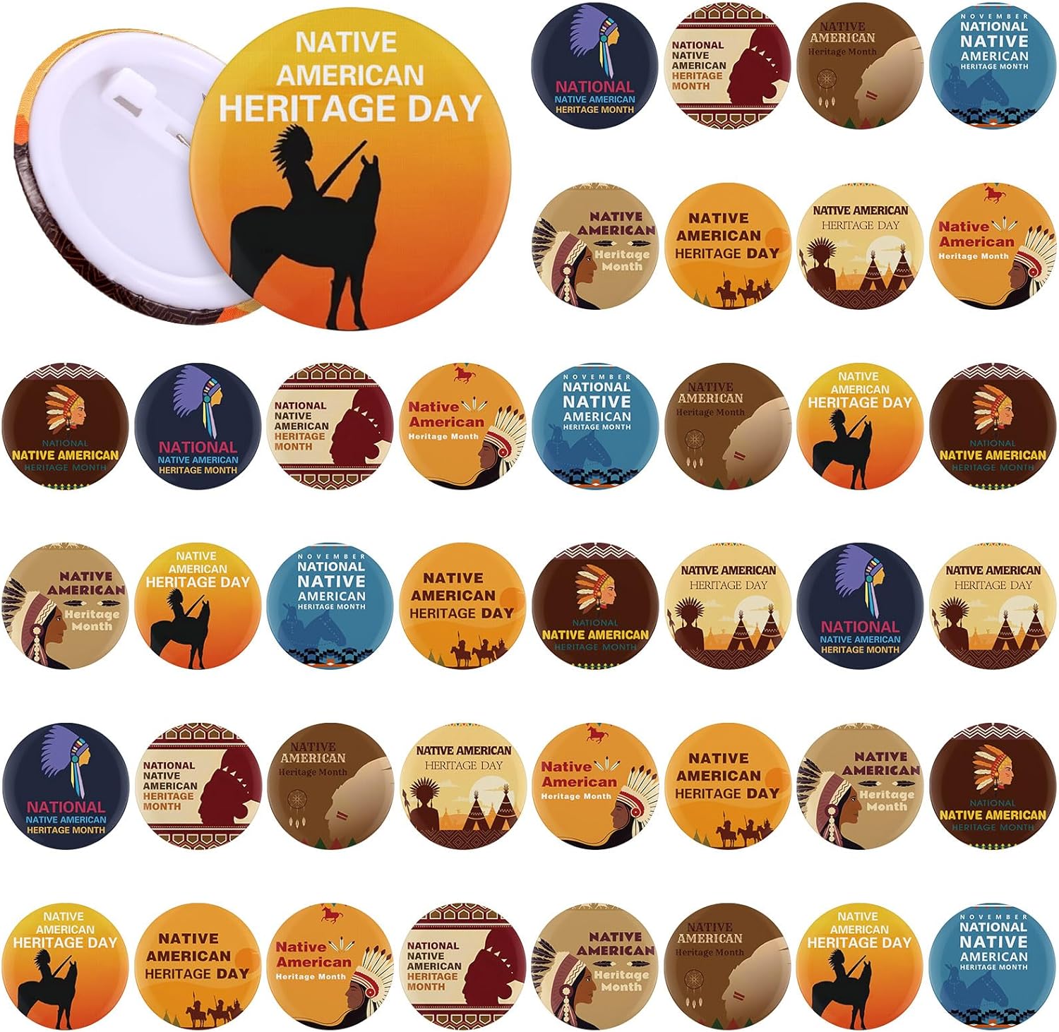 Amazon.com: 100 Pcs Native American Heritage Month Pins 1.5 Inch Native ...