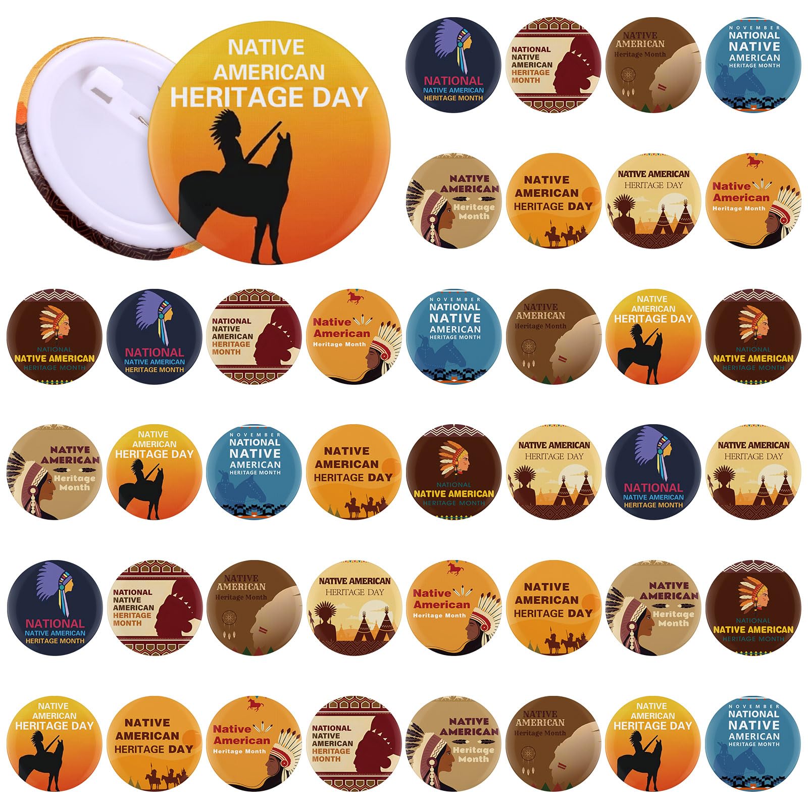 Amazon.com: Dispowreath 100 Pcs Native American Heritage Month Pins 1.5 ...