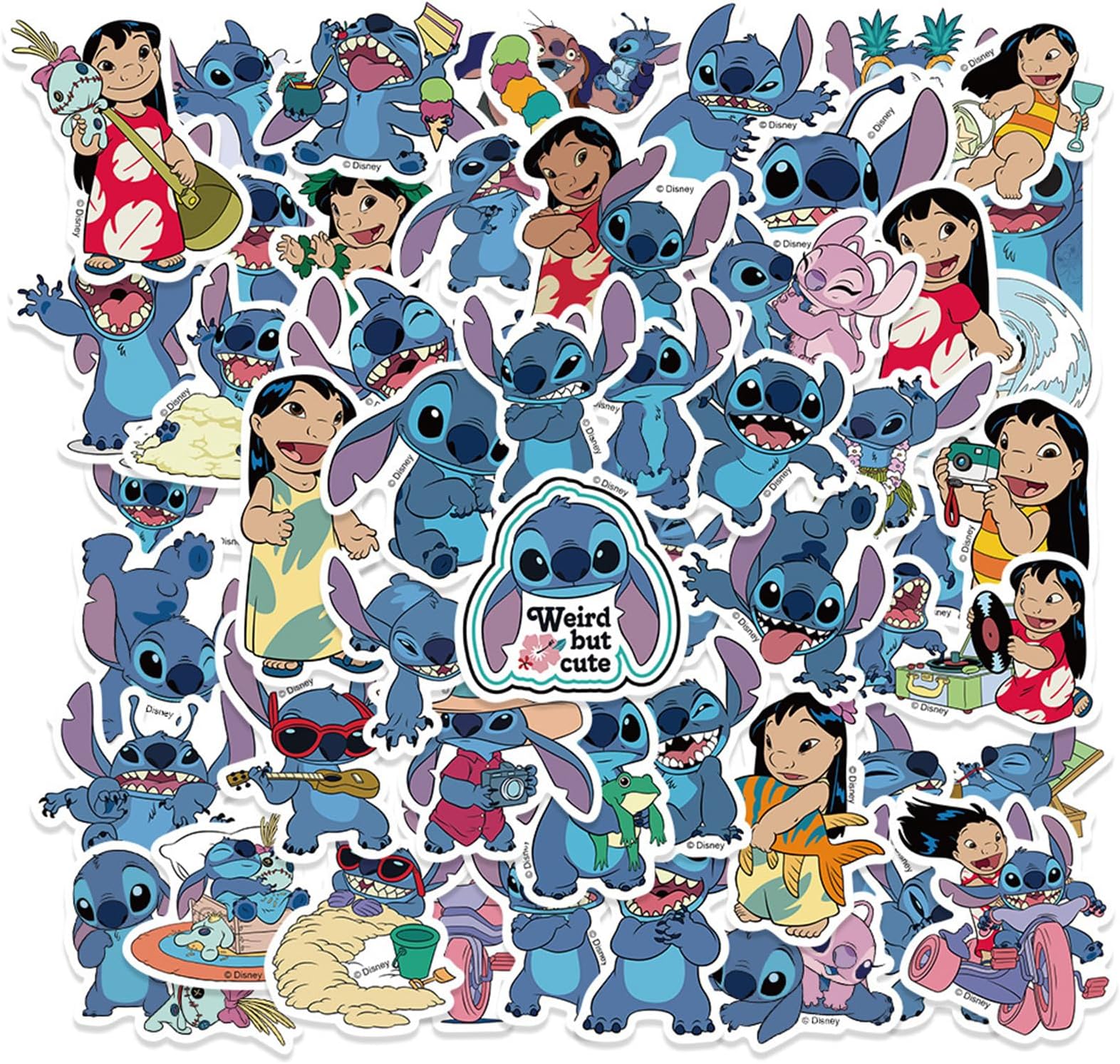 Amazon.com: 50PCS Stitch Laptop Stickers, Cute Cartoon Waterproof Vinyl ...