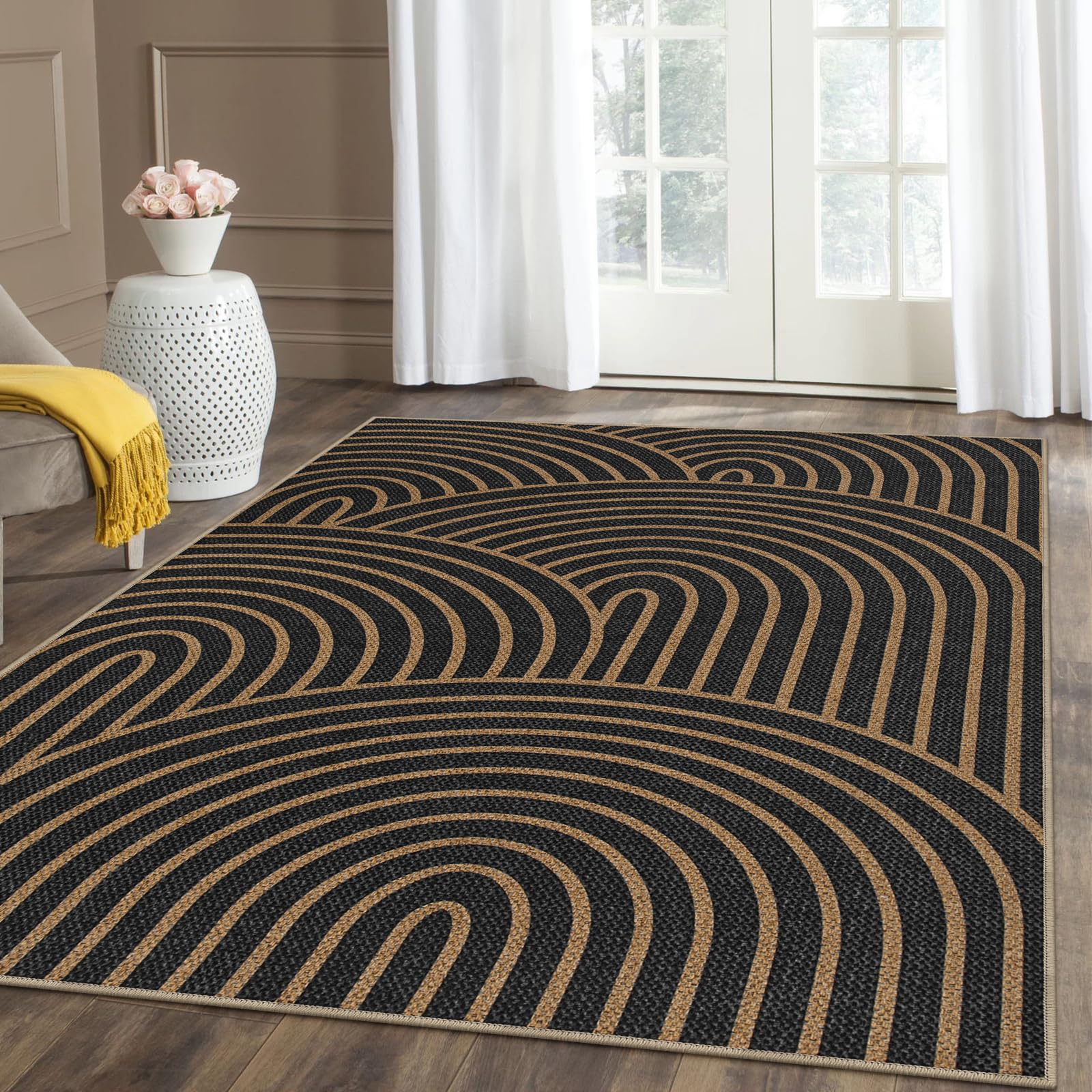 Amazon.com: Lahome Modern Rainbow Easy Jute Carpet, Washable 5x7 Area ...