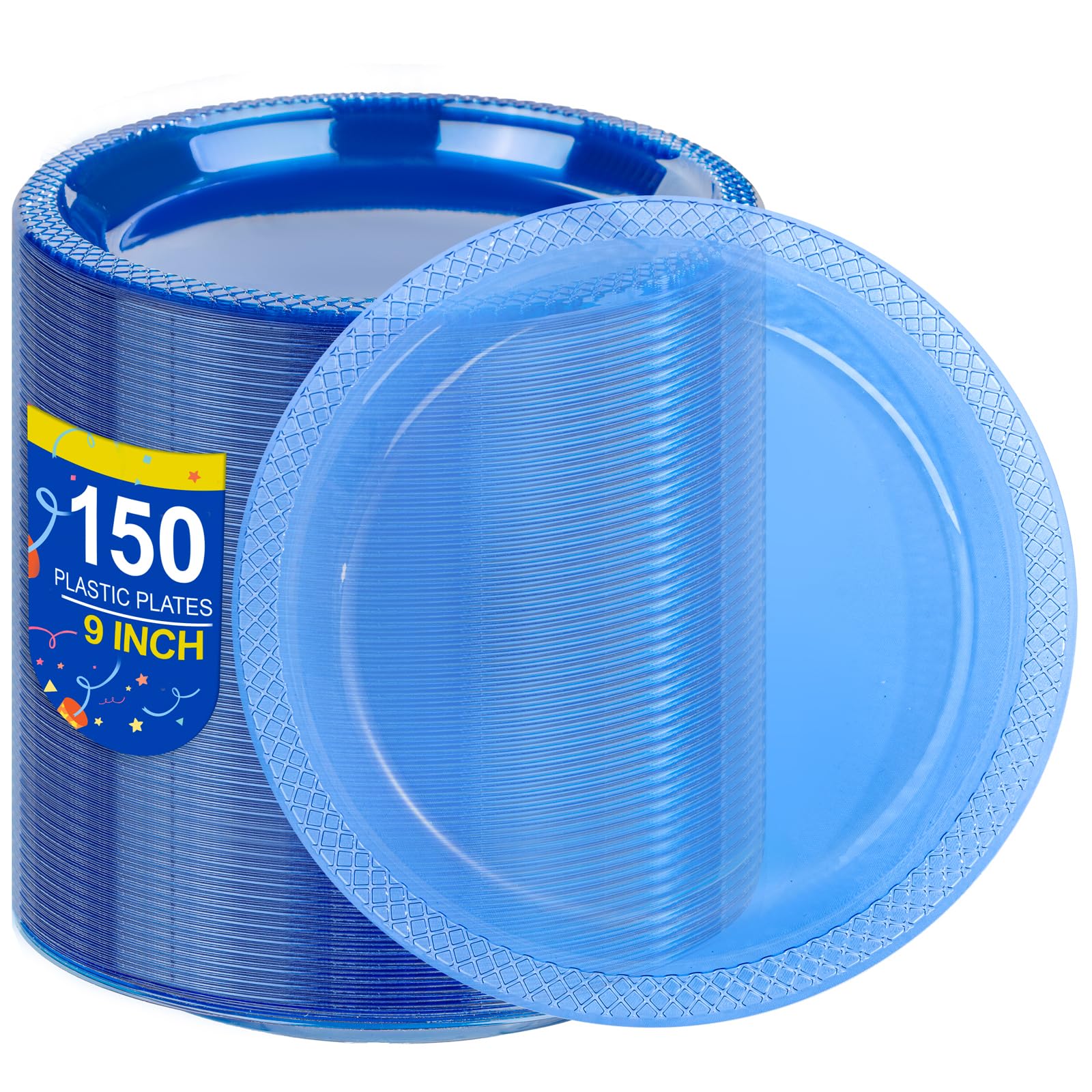 Snapklik.com : Neon Blue Party Plates 9 Inch -150 Count, Translucent ...