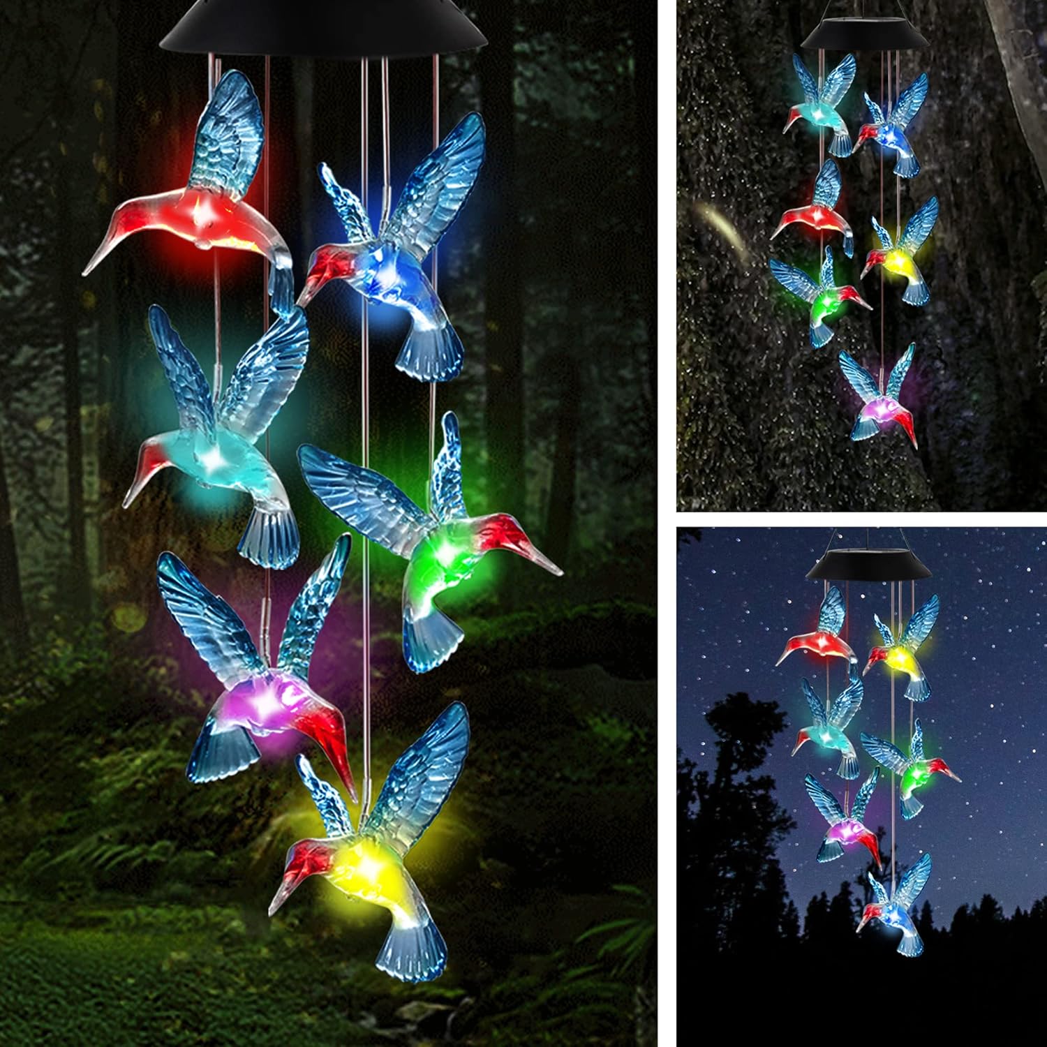 Amazon.com : Hummingbird Solar Wind Chimes, OkayGoo Hummingbird Gift ...