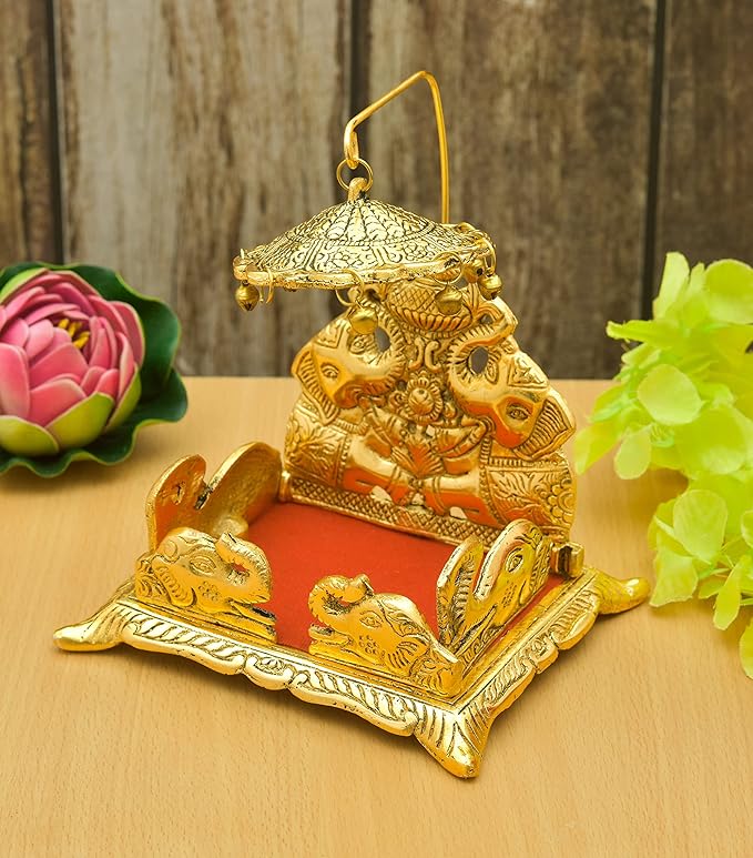 Buy METBRIGHT Metal Golden Color Singhasan for Laddu Gopal, Singhasan ...