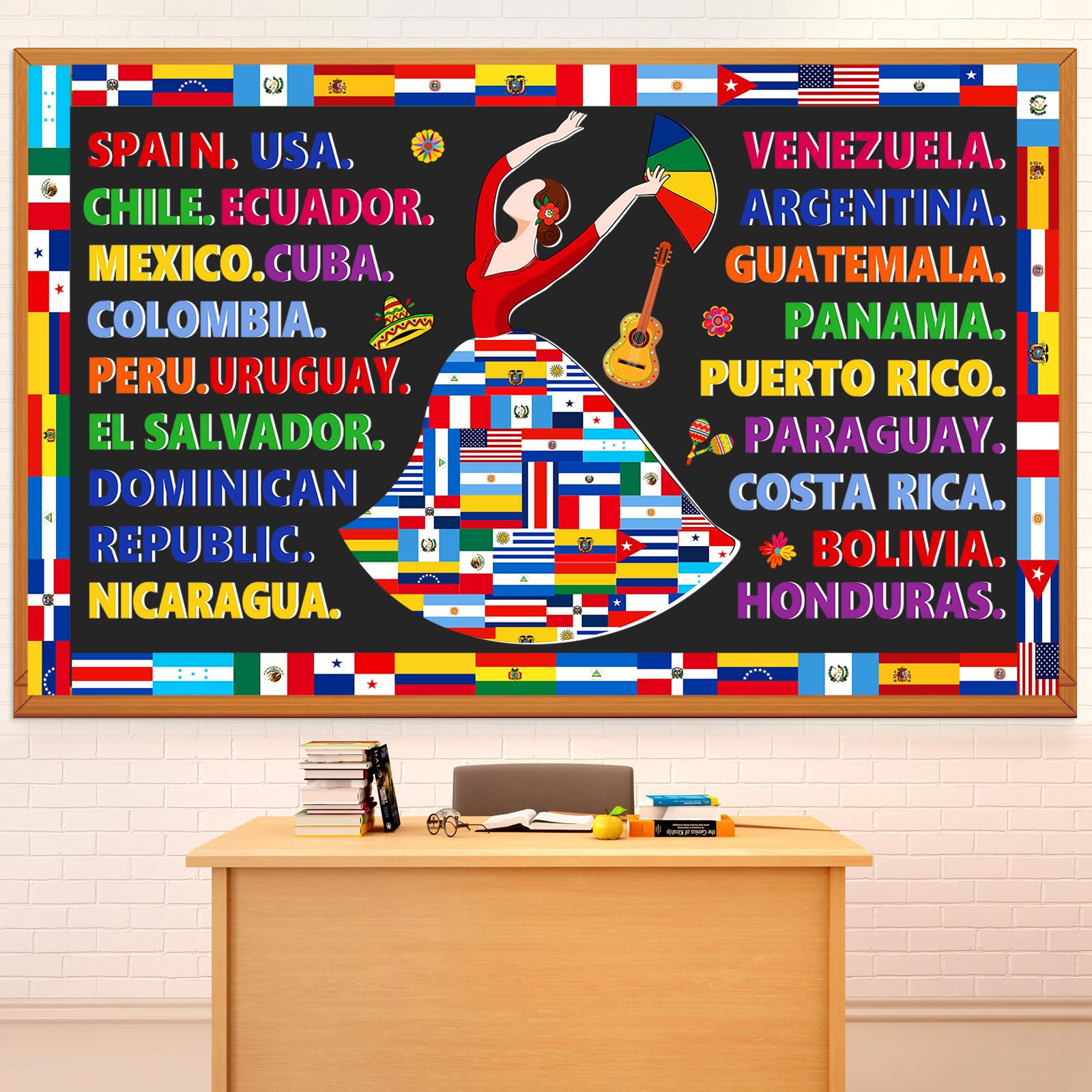 World Flags Bulletin Board World Flags Tree Bulletin Board Decor ...