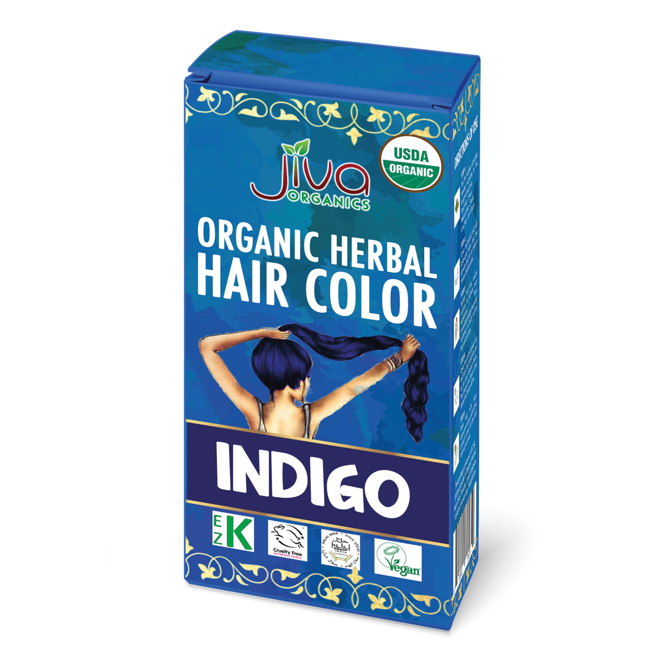 Amazon.com : Jiva Organic Indigo Powder - Blue Herbal Hair Color - 100% ...