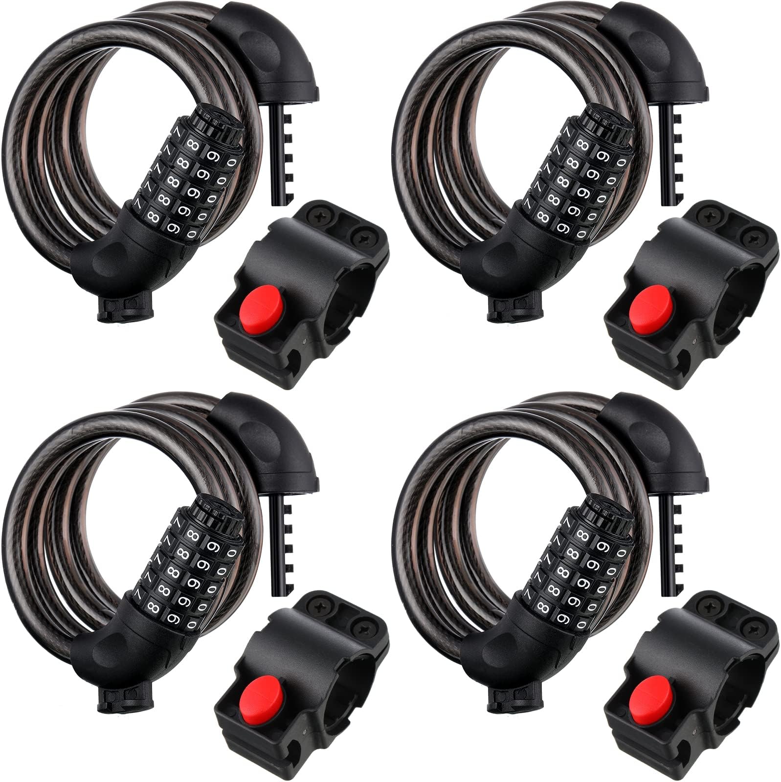 Amazon.com: 4 Pieces Bike Lock 4 Feet Bike Lock Cable 5 Digit ...