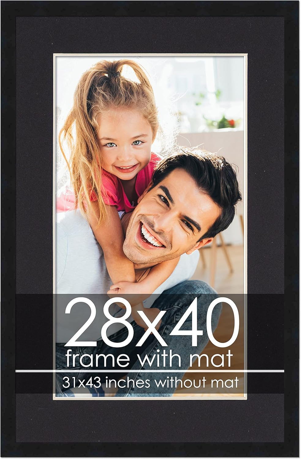 Amazon.com - 28x40 Frame with Mat - Black 31x43 Frame Wood Made to ...