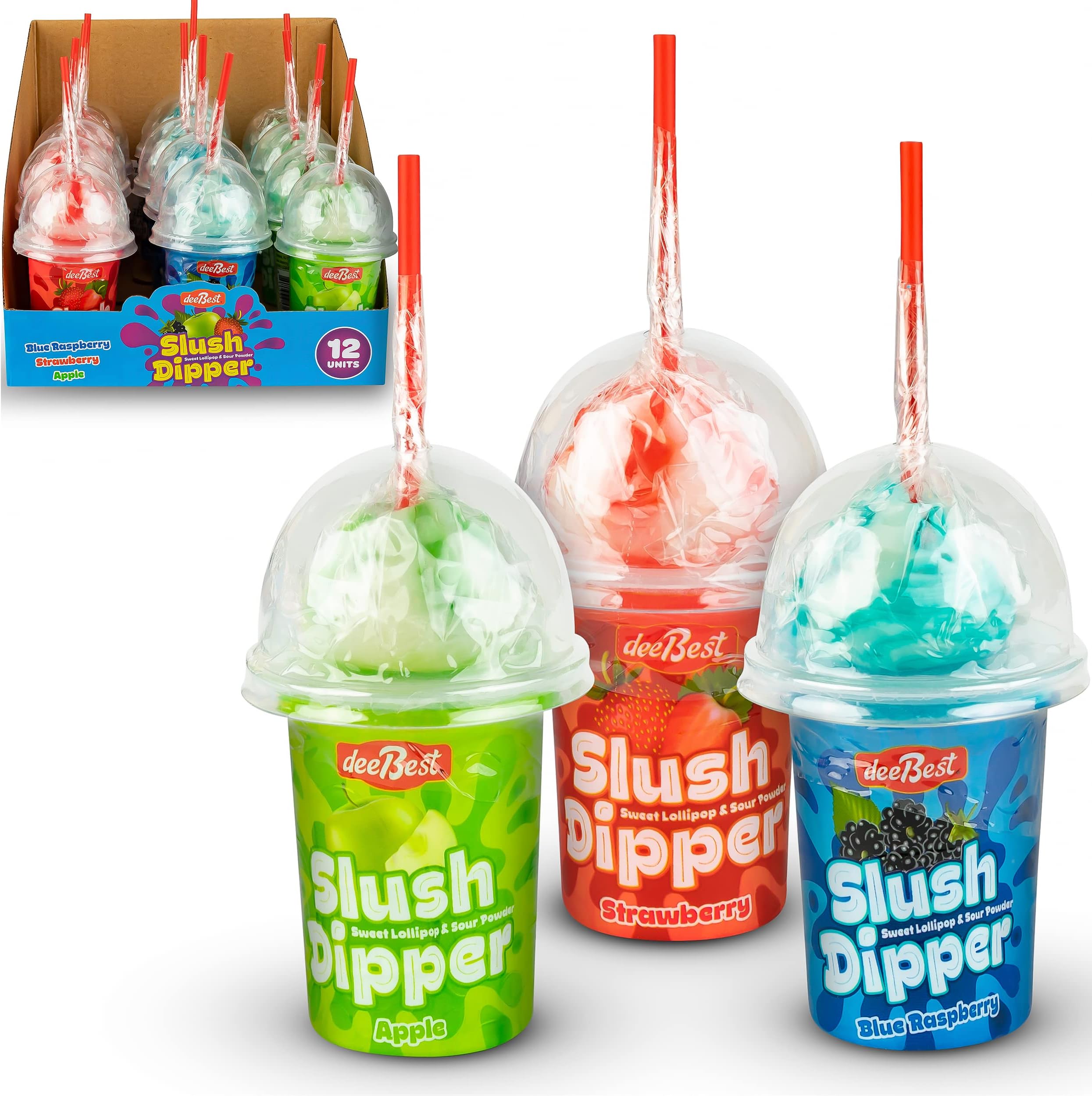 Amazon.com: Dee Best Slush Dippers Assorted Flavors Lollipop with Candy ...