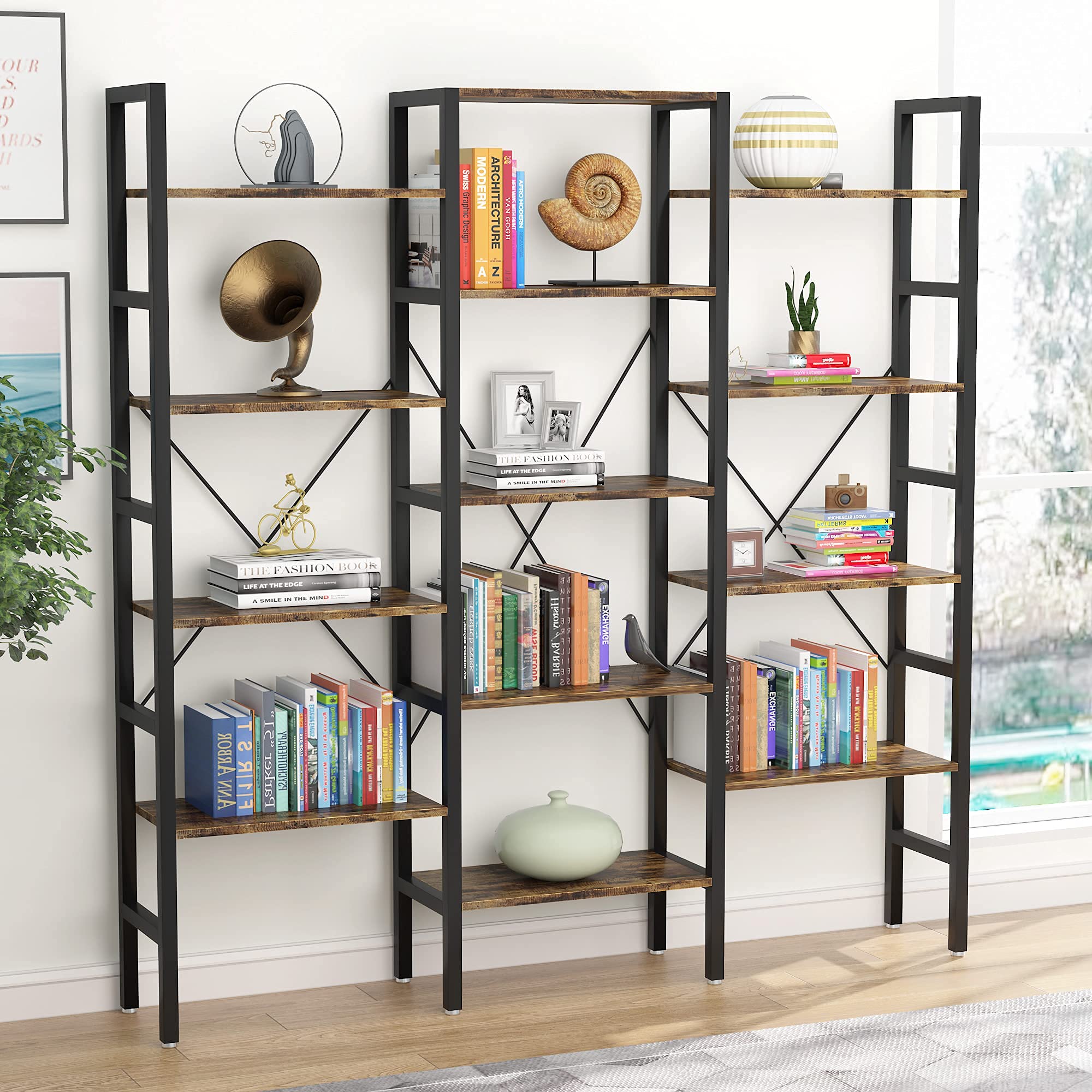 Pakasept 5 Tier Bookshelf Large Industrial Bookshelves Open Storage ...