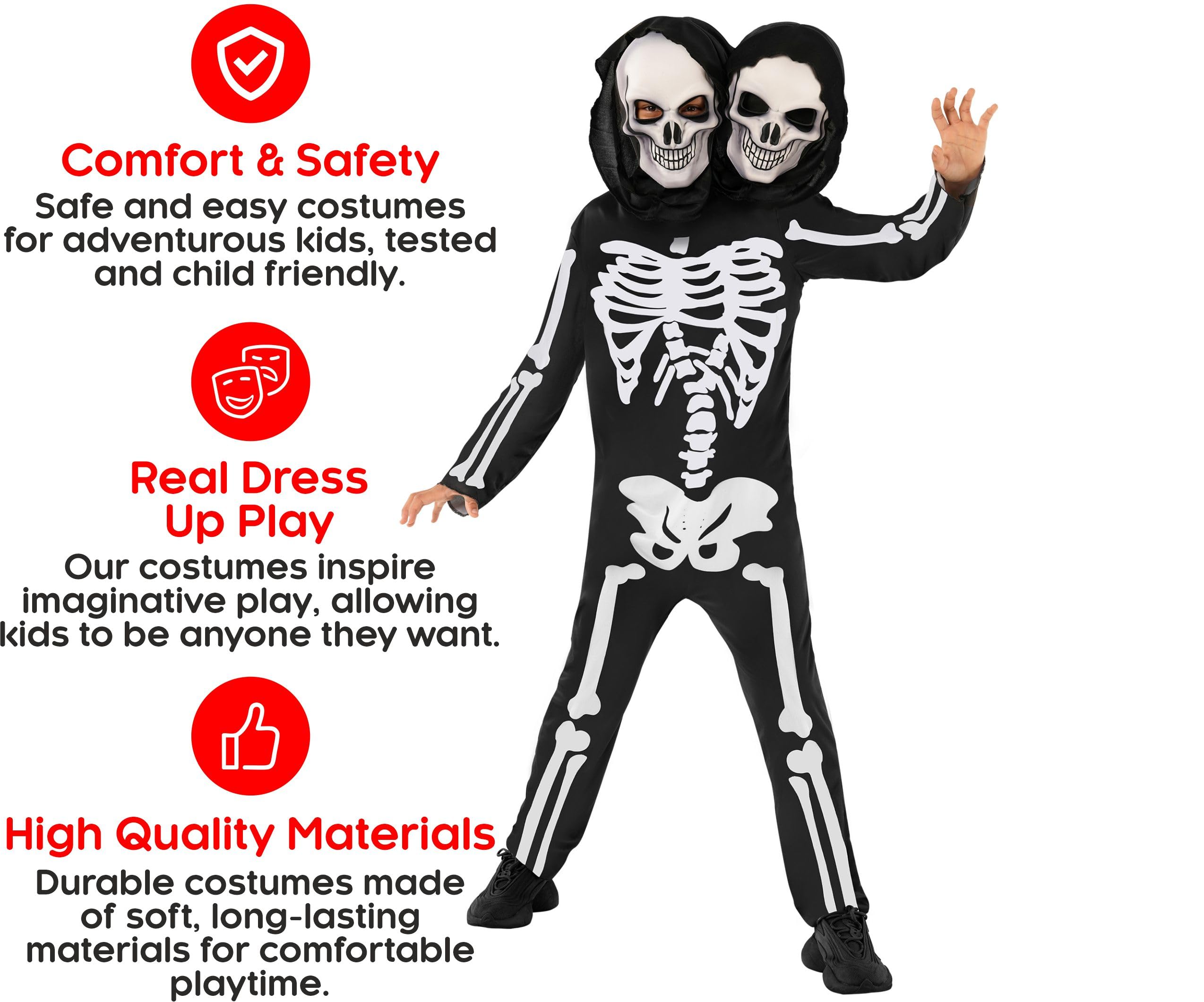 Morph Grim Reaper Costume Kids 2-Headed Ghoul Outfit Scary Ghost ...
