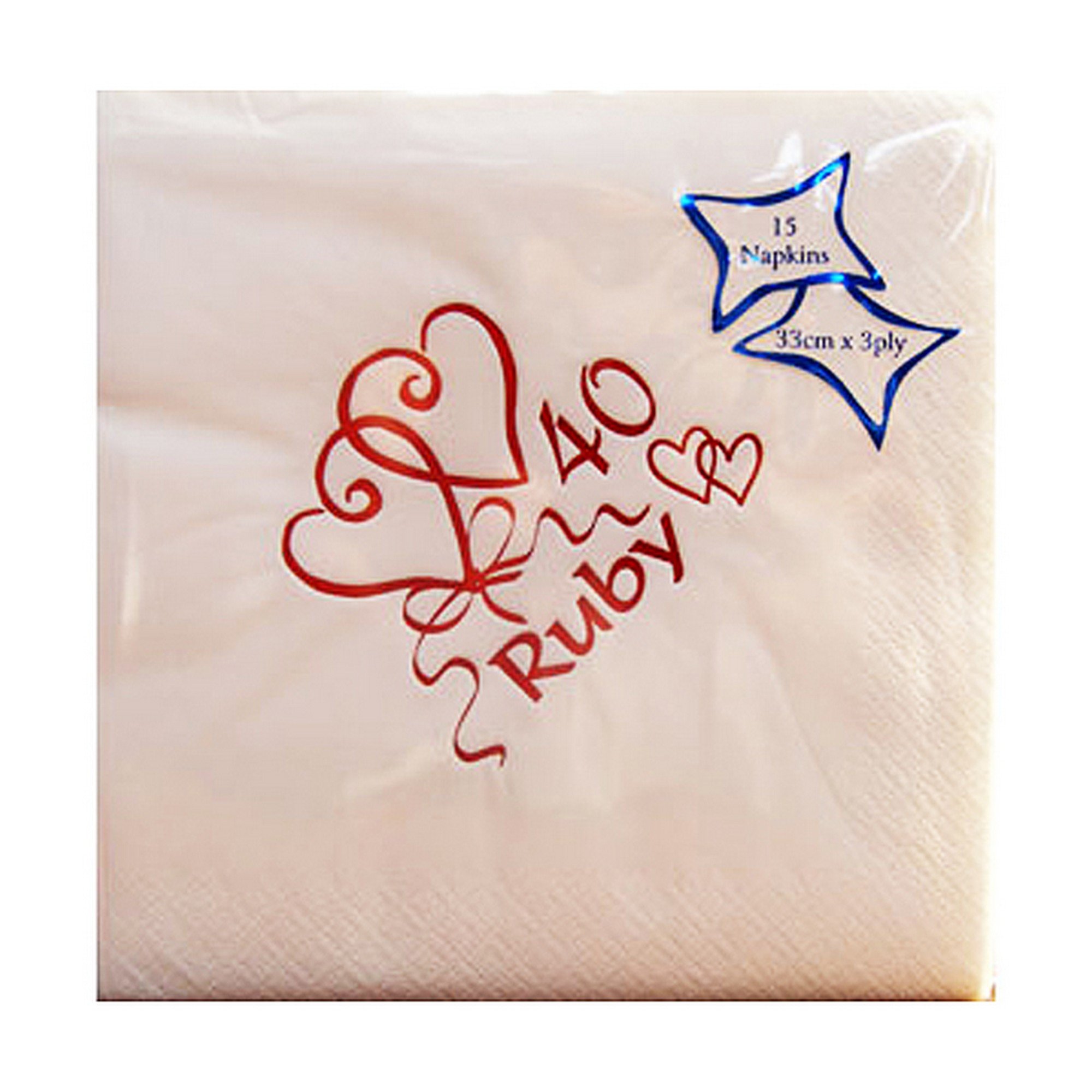 Anniversary 40 Ruby 3PLY Napkins 33CM X 33CM : Amazon.co.uk: Grocery