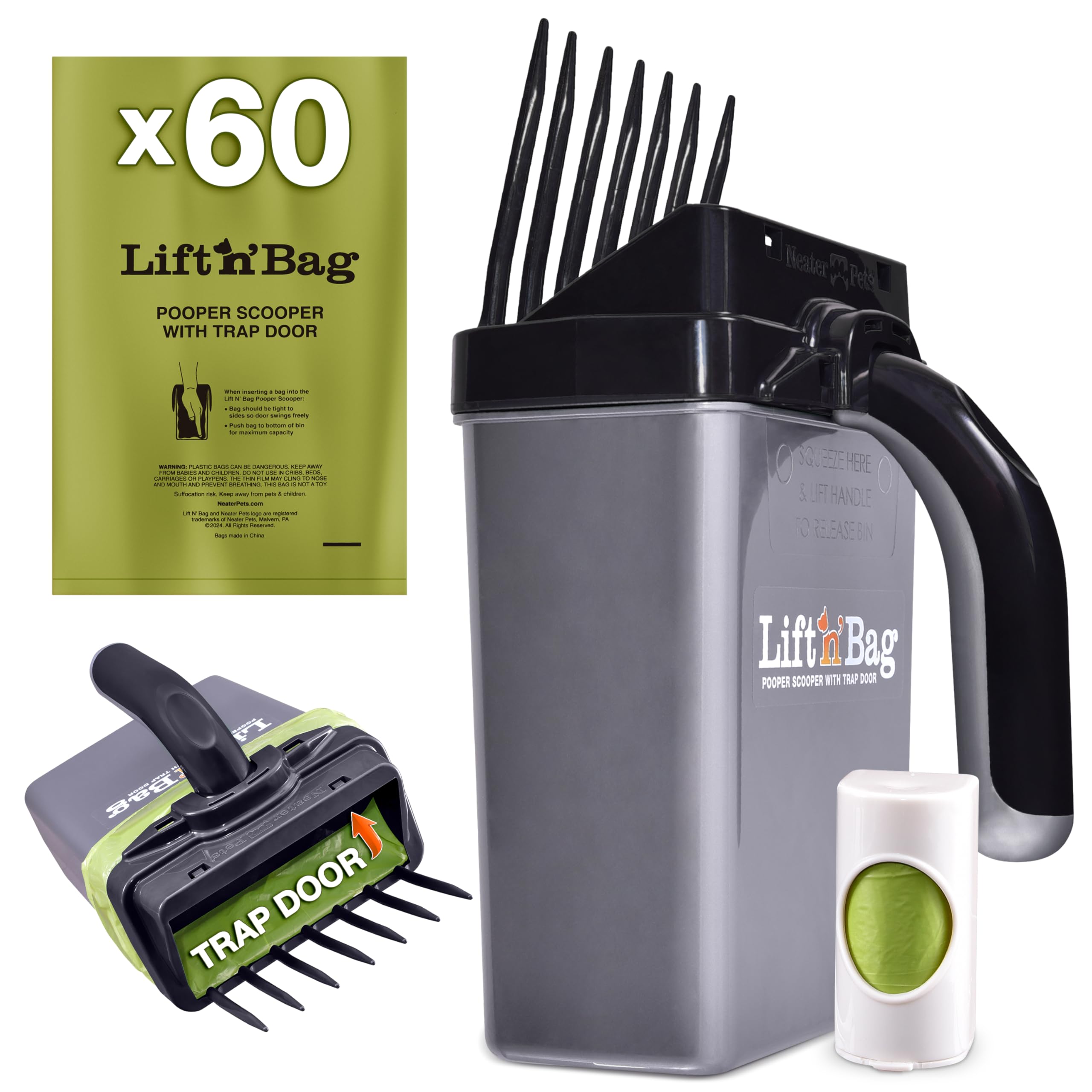 Amazon.com : Neater Pets Lift N’ Bag Trap Door Dog Pooper Scooper with ...