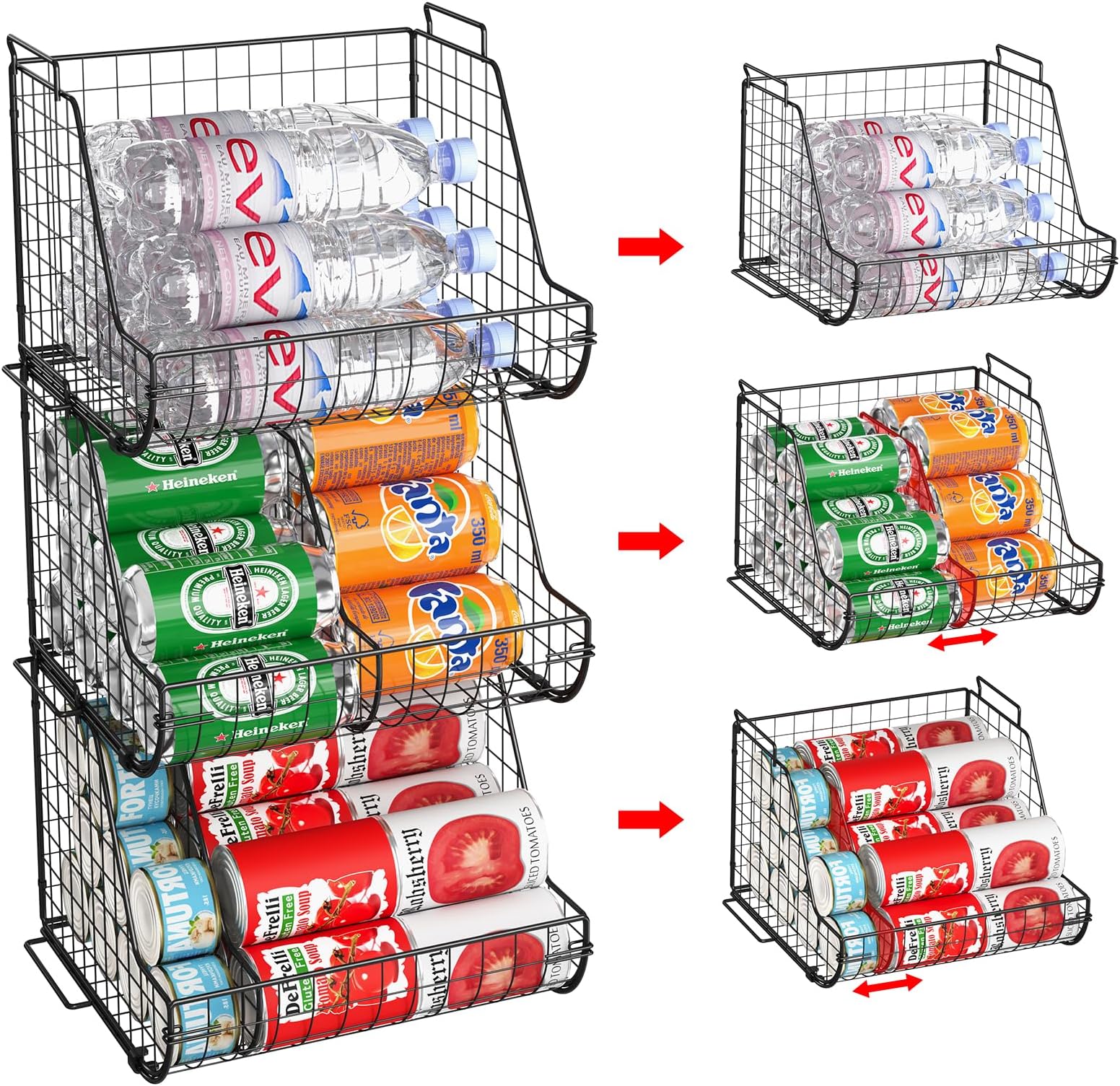 Amazon.com: Stacking Can Dispensers 3 Tier with 3 Divider, Large Pantry ...