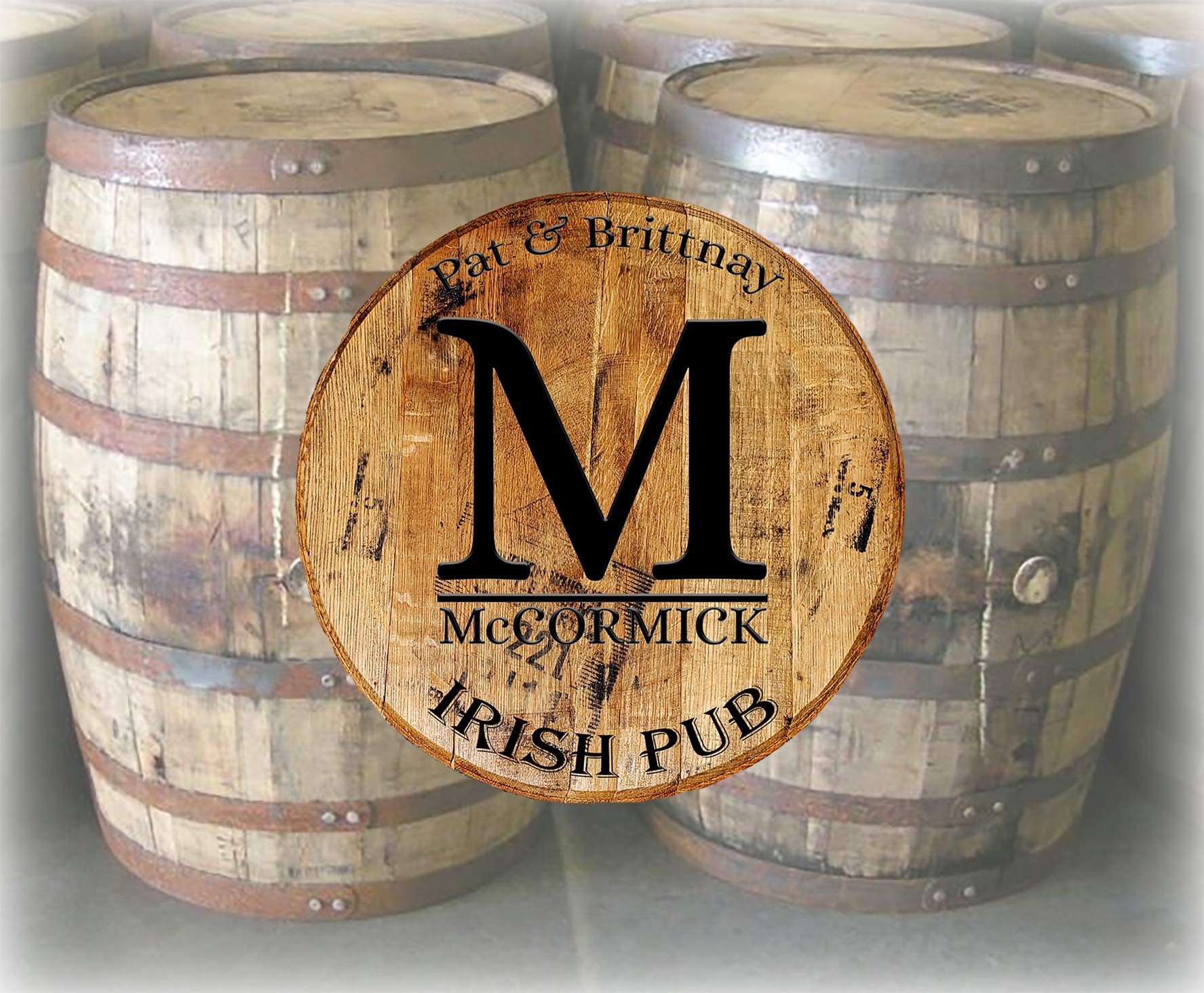 Amazon.com: Craft Bar Signs Personalized Whiskey Barrel Lid Monogram ...