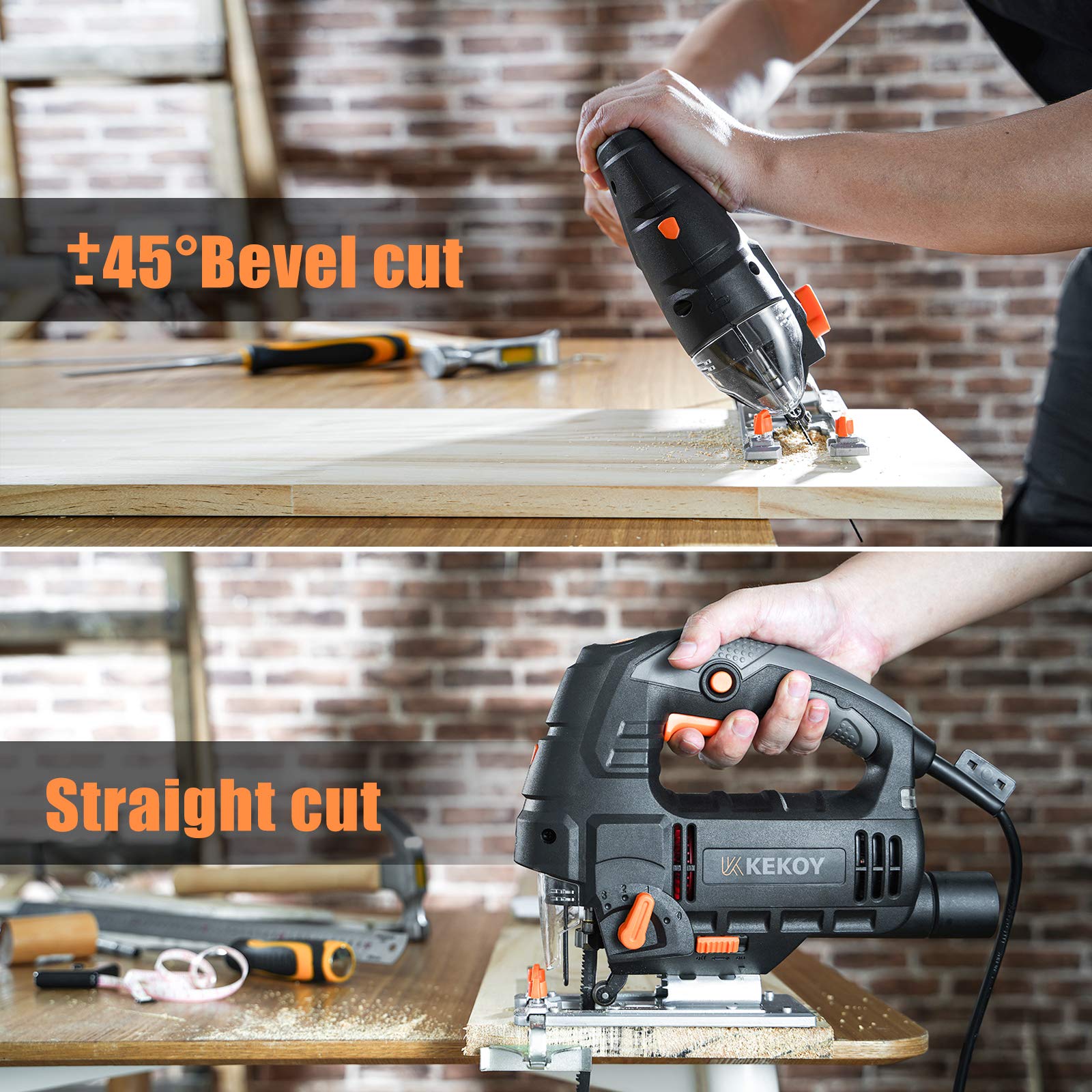 Jigsaw, 800W 3000 SPM Electric Jig Saws with Powerful Copper Motor, 6 ...