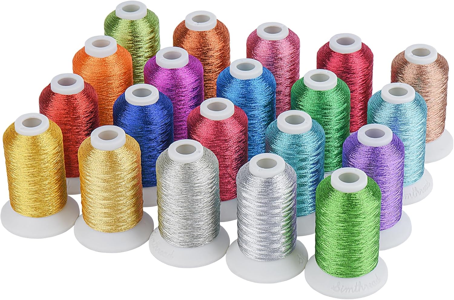Amazon.com: Simthread Best 20 Colors Metallic Embroidery Machine Thread ...