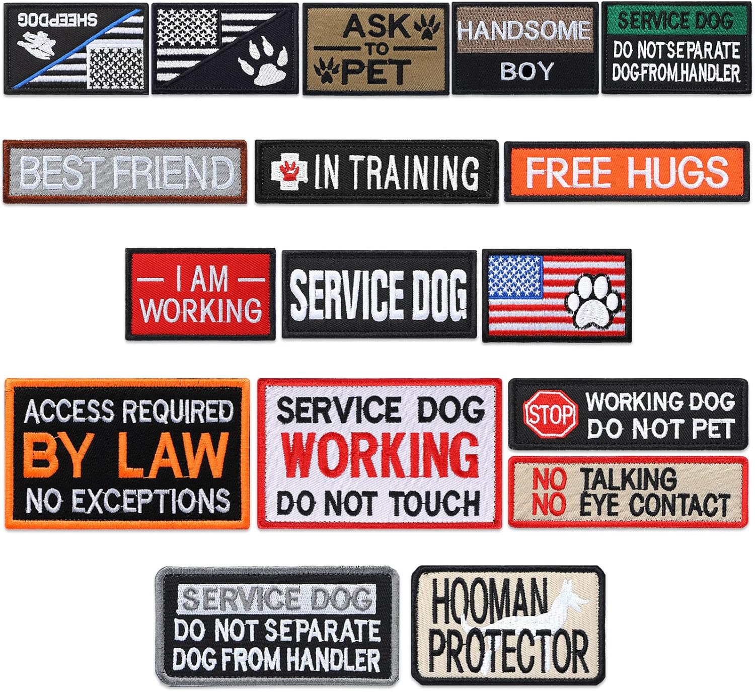 Amazon.com : 22 Pack Service Dog Patch with Hook and Loop Embroidered ...
