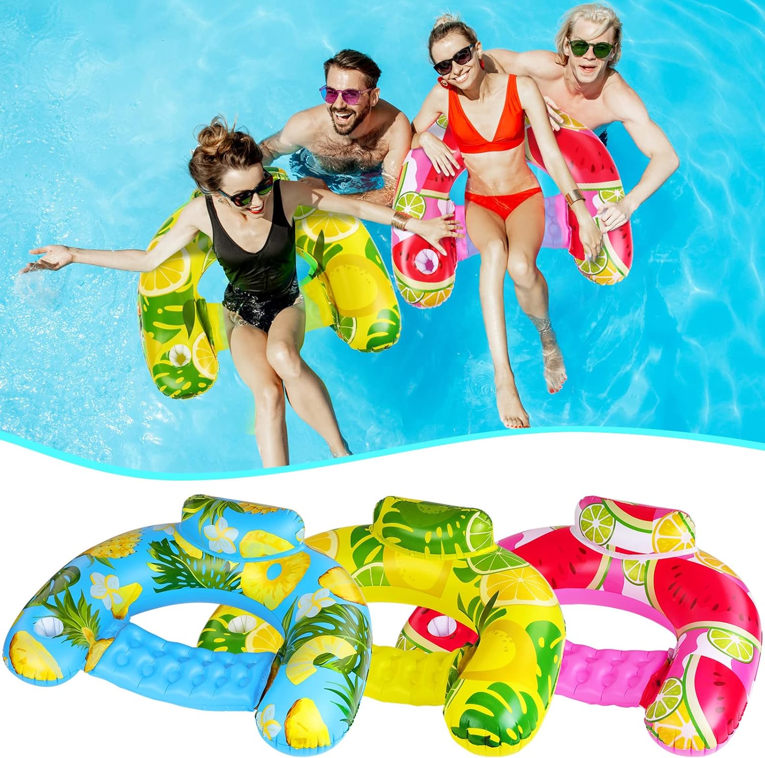 Amazon.com: 3 Pcs Inflatable Pool Float Chair Water Floating Chair with ...