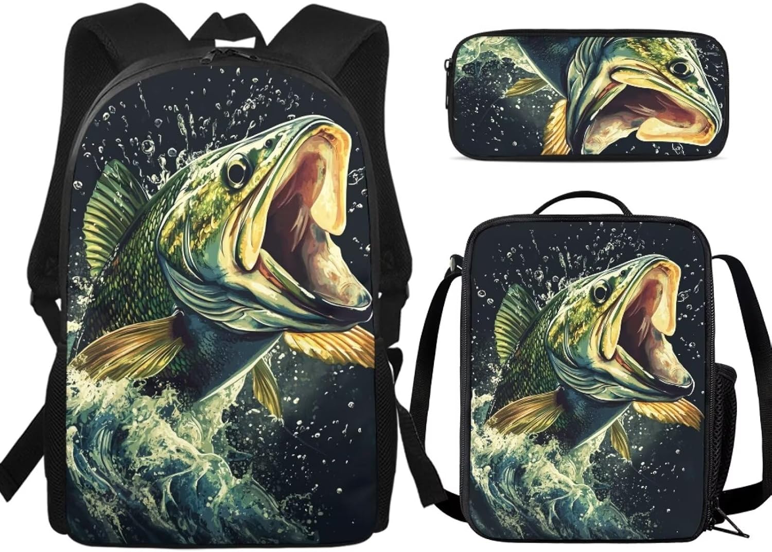 Amazon.com | JUDENTIDOS Fishing Bass Backpacks Set for Boys Girls ...