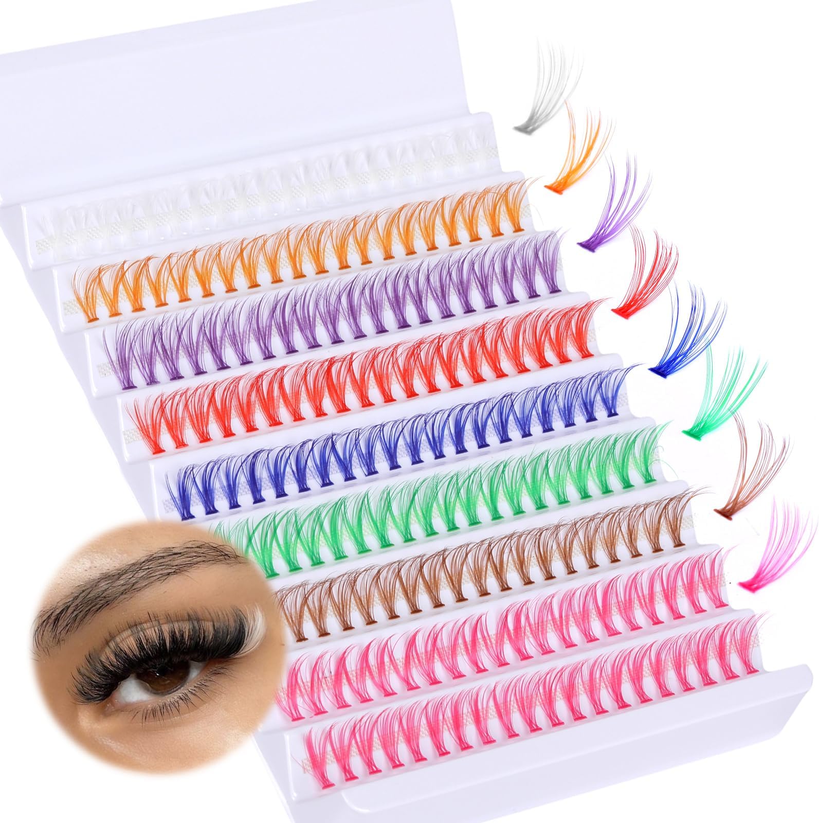 Amazon.com: Colored Lash Clusters 16mm Eyelash Extension Colored ...