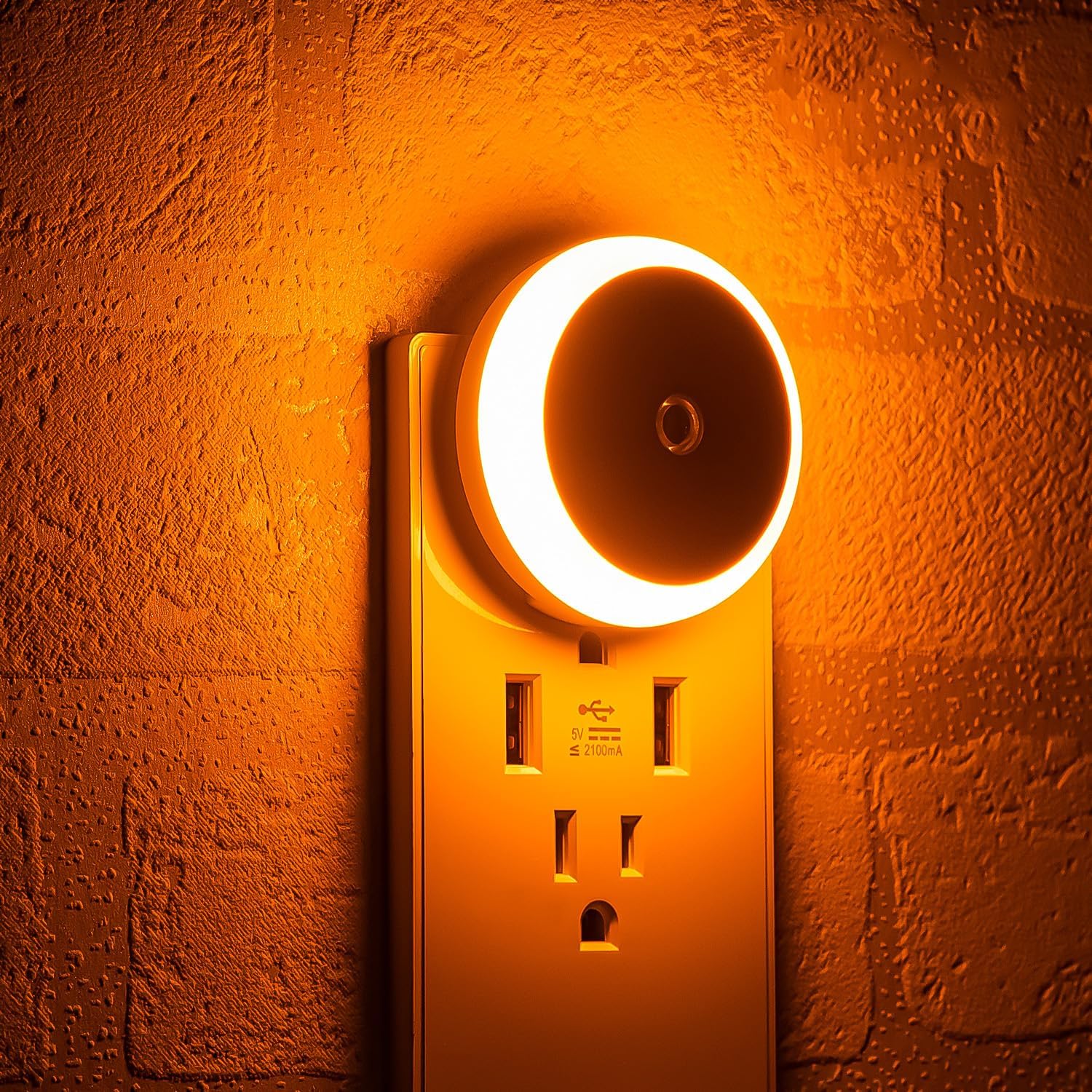 GE Jewel LED Night Light, Plug-in, Dusk to Dawn Sensor, Amber, UL ...