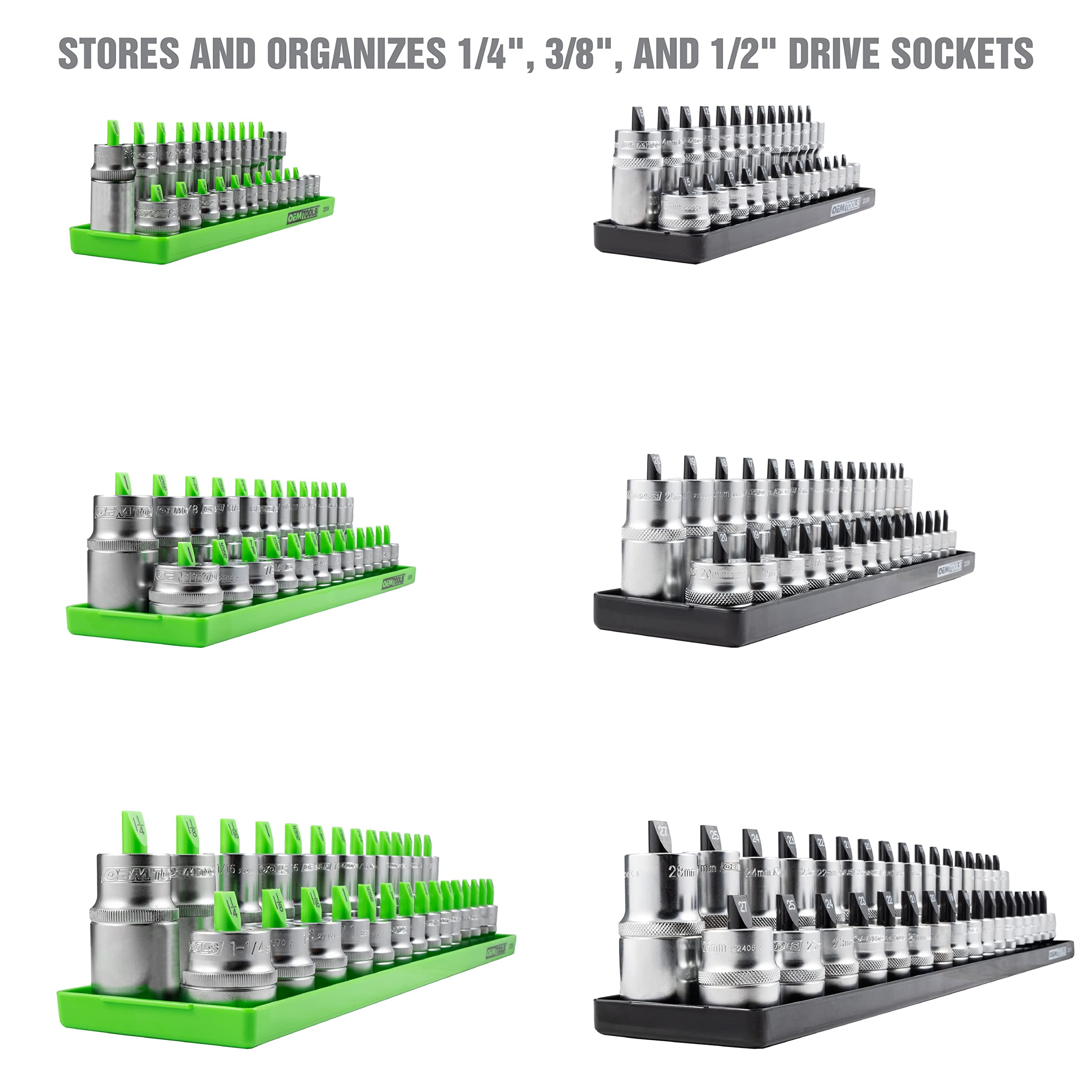 Snapklik.com : 22233 6 Piece SAE And Metric Socket Tray Set, SAE And ...