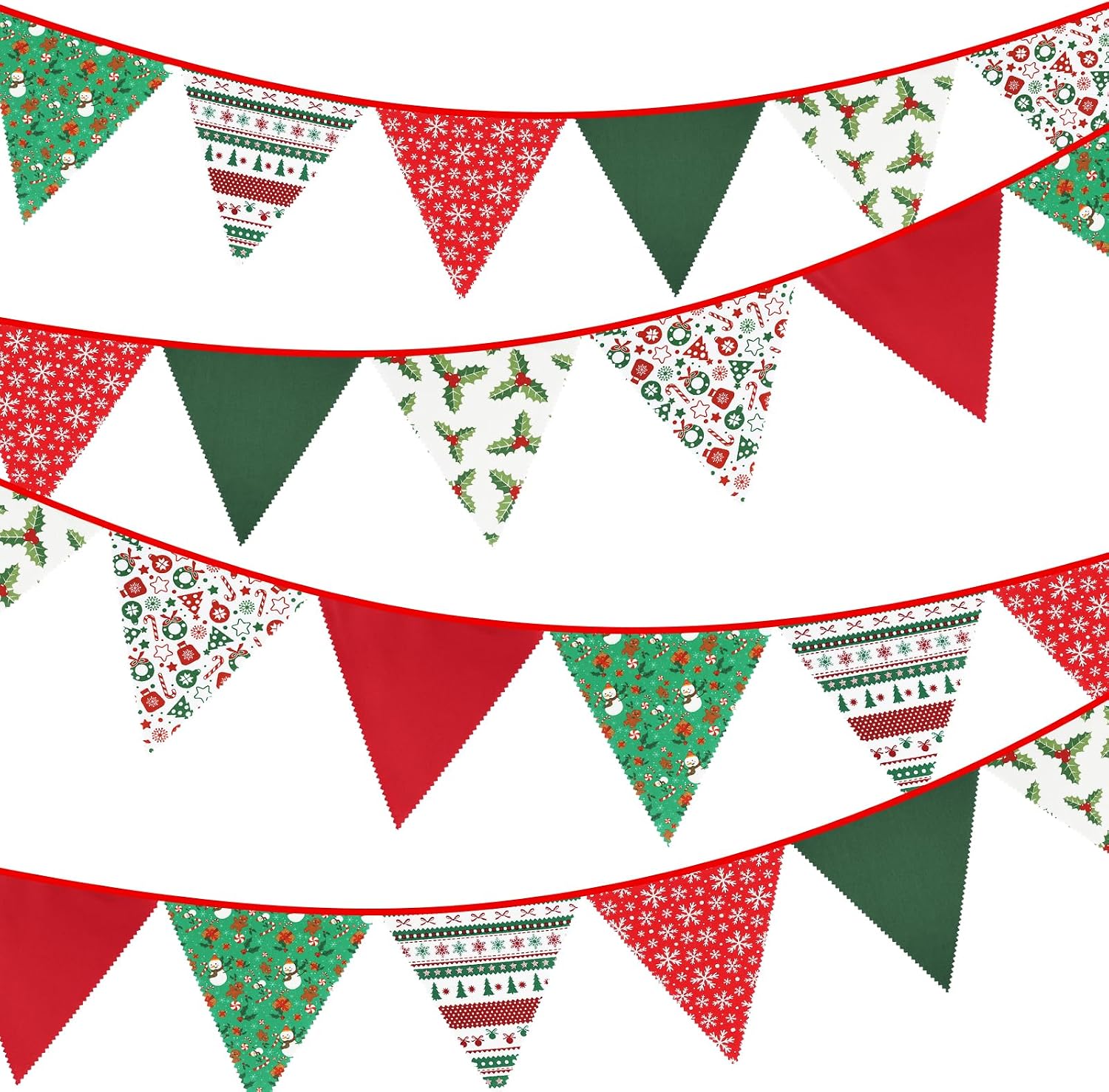 Amazon.com: GCQQ Christmas Pennant Banner - 40FT Red Green Cotton Merry ...