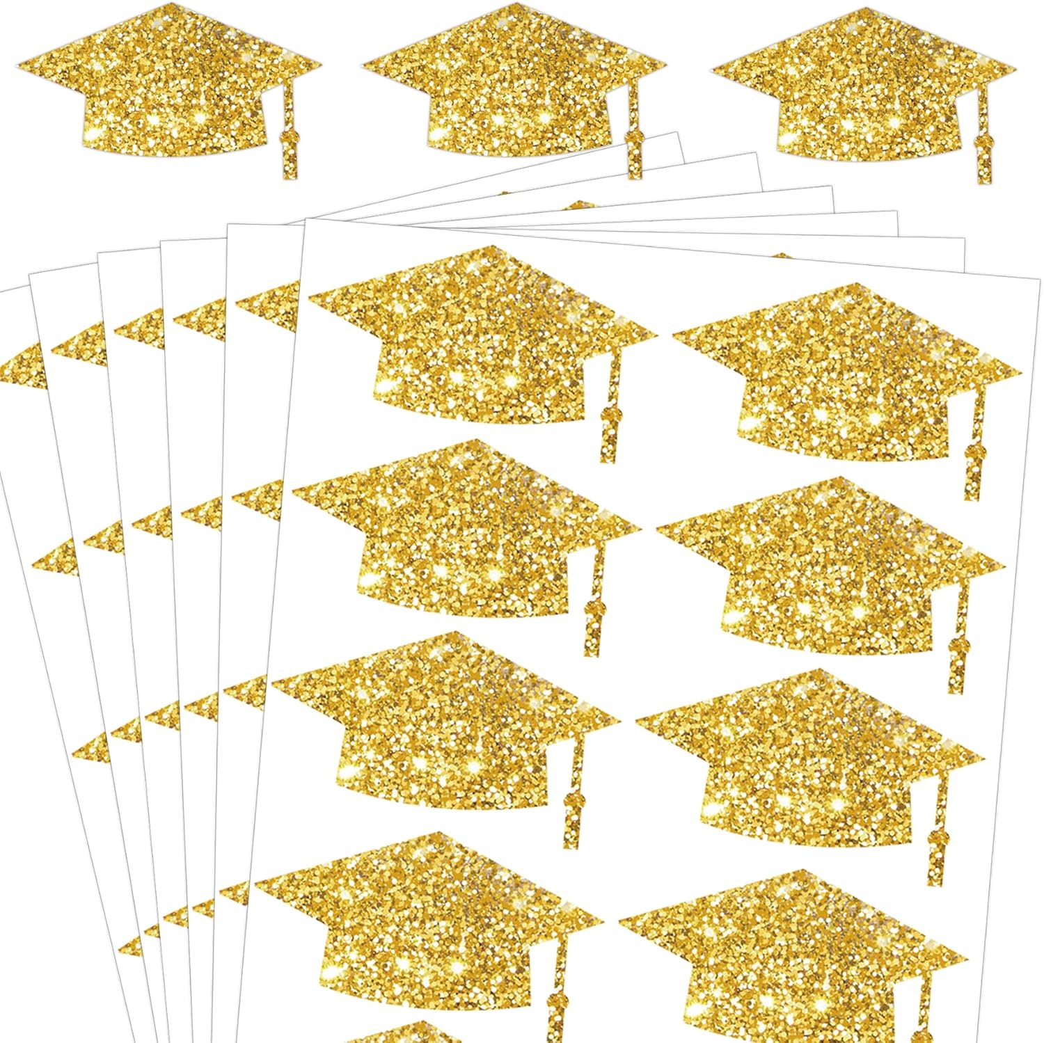 Amazon.com : Graduation Cap Stickers Class of 2025 Grad Hat Labels Gold ...