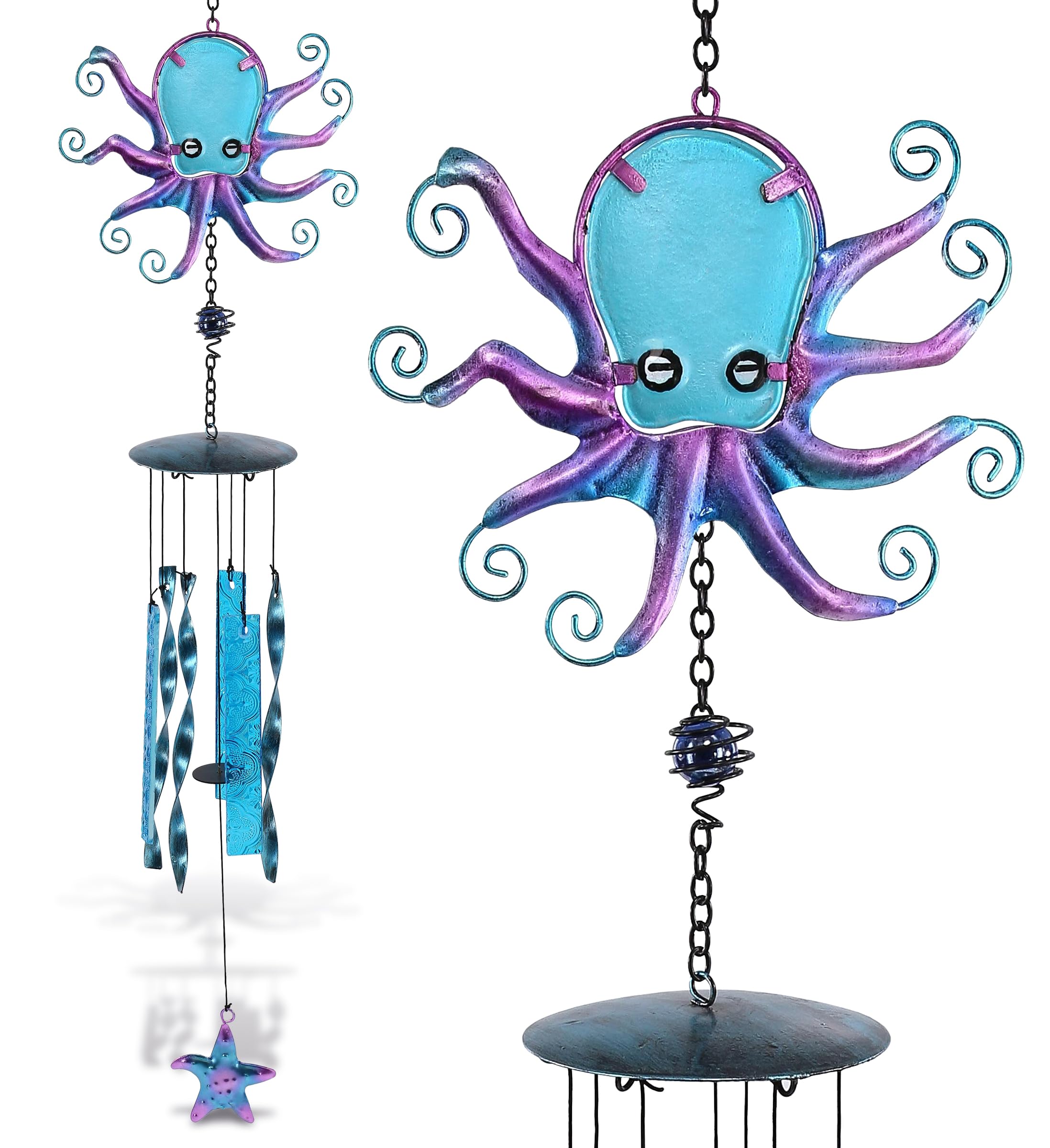 Amazon.com : CoTa Global Octopus Wind Chime - Handmade Glass and Metal ...
