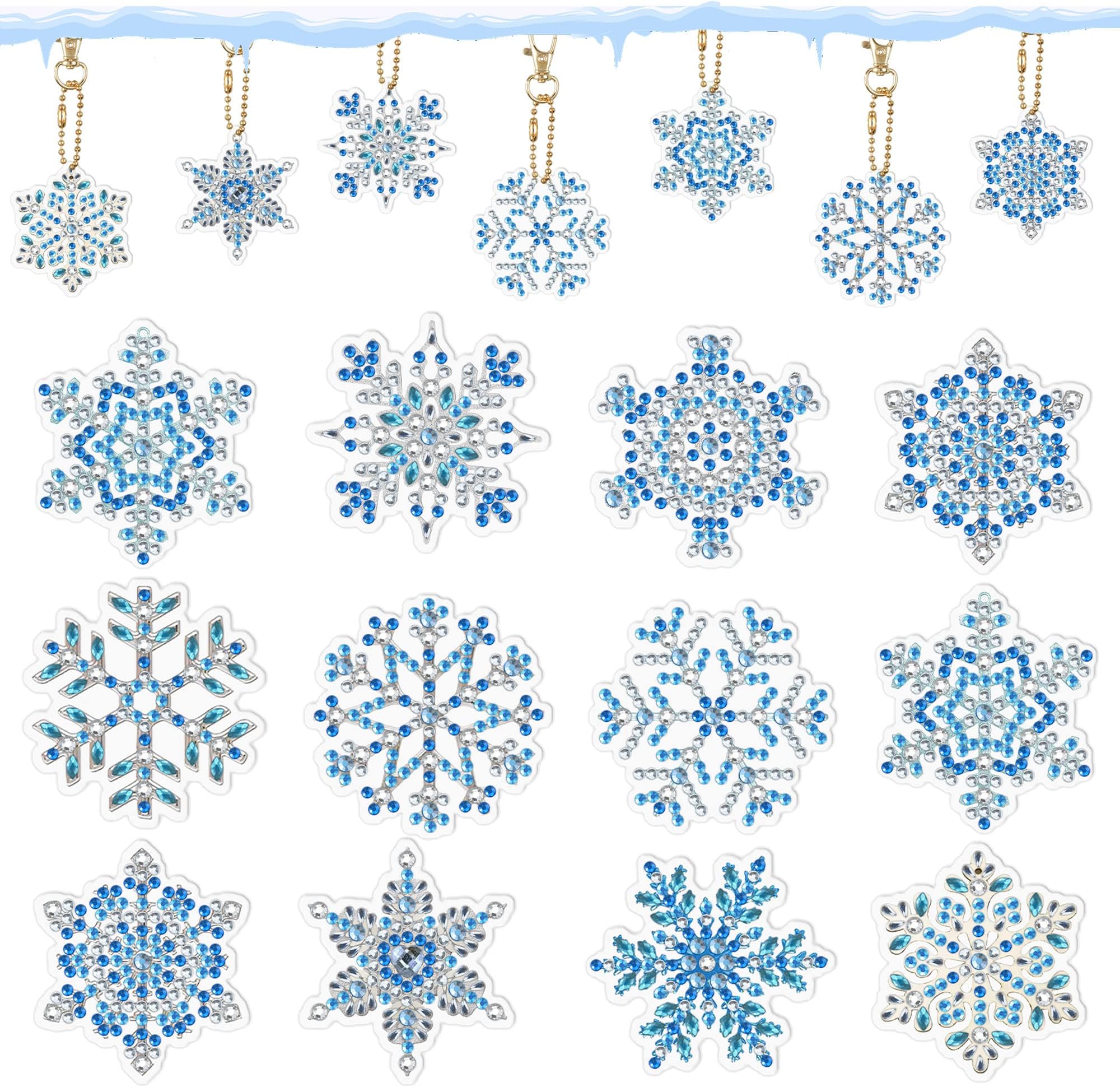 Amazon.com: Poen 12 Pcs Winter Diamond Art Snowflake Ornaments Holiday ...