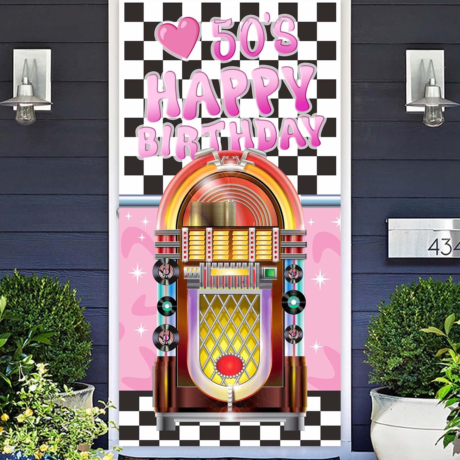 Amazon.com: Jukebox Cutout 50's Happy Birthday Banner Backdrop ...