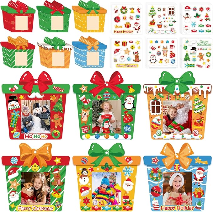 Amazon.com: 24 PCS Christmas Picture Frame Ornaments Paper DIY Photo ...