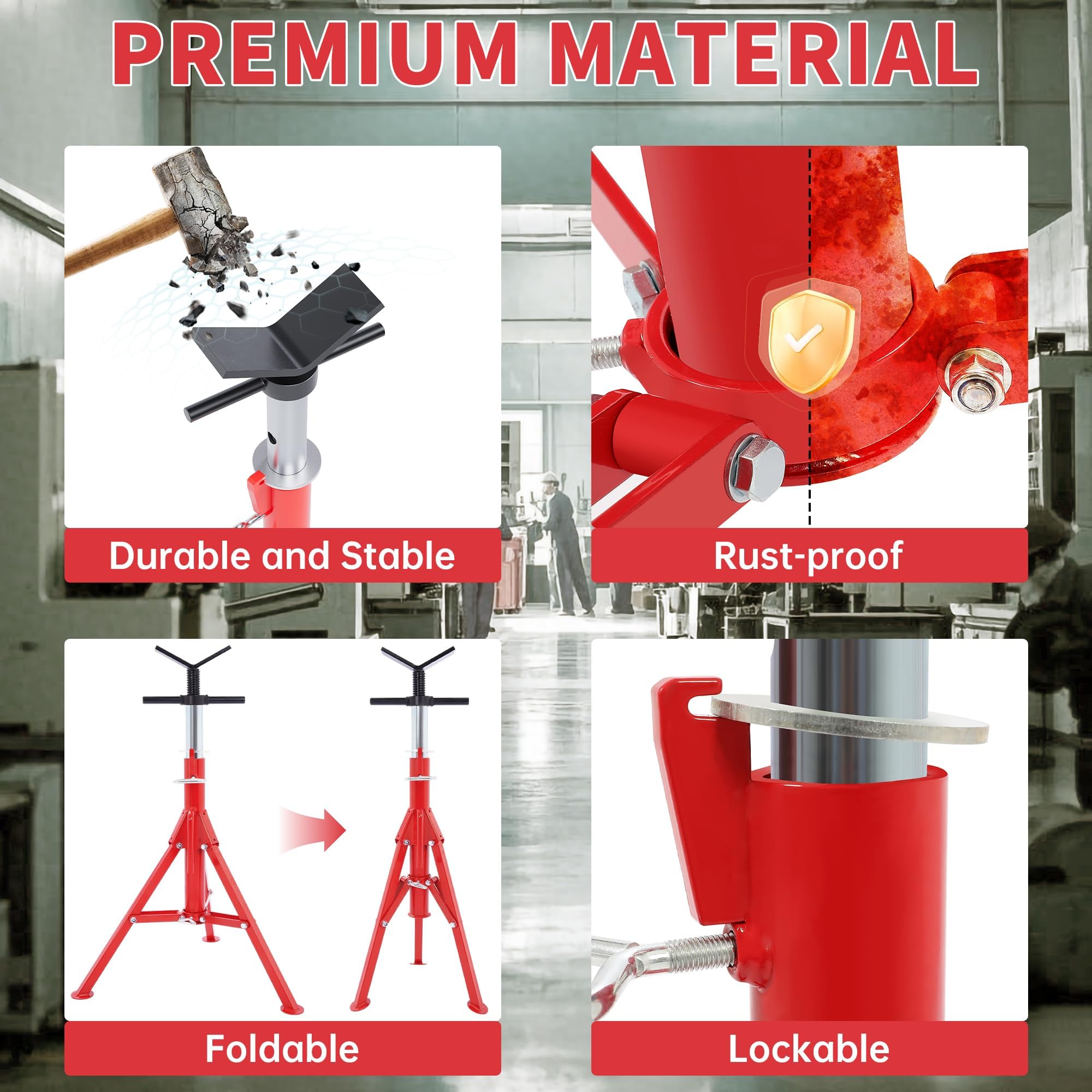 Snapklik.com : V-Head Pipe Jack Stand Adjustable Height 28"-52" Folding ...