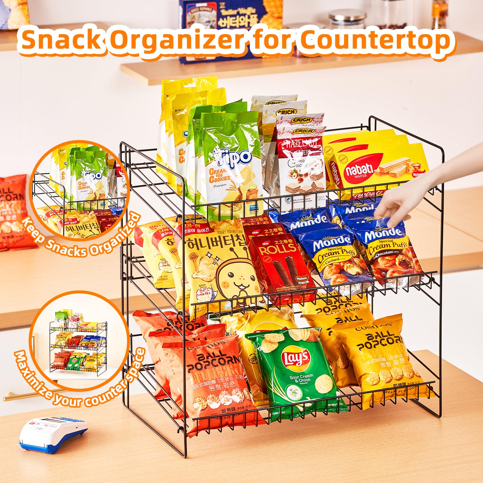 Glolaurge Large Candy Display Rack, Snack Organizer, Wire Snack Shelf ...