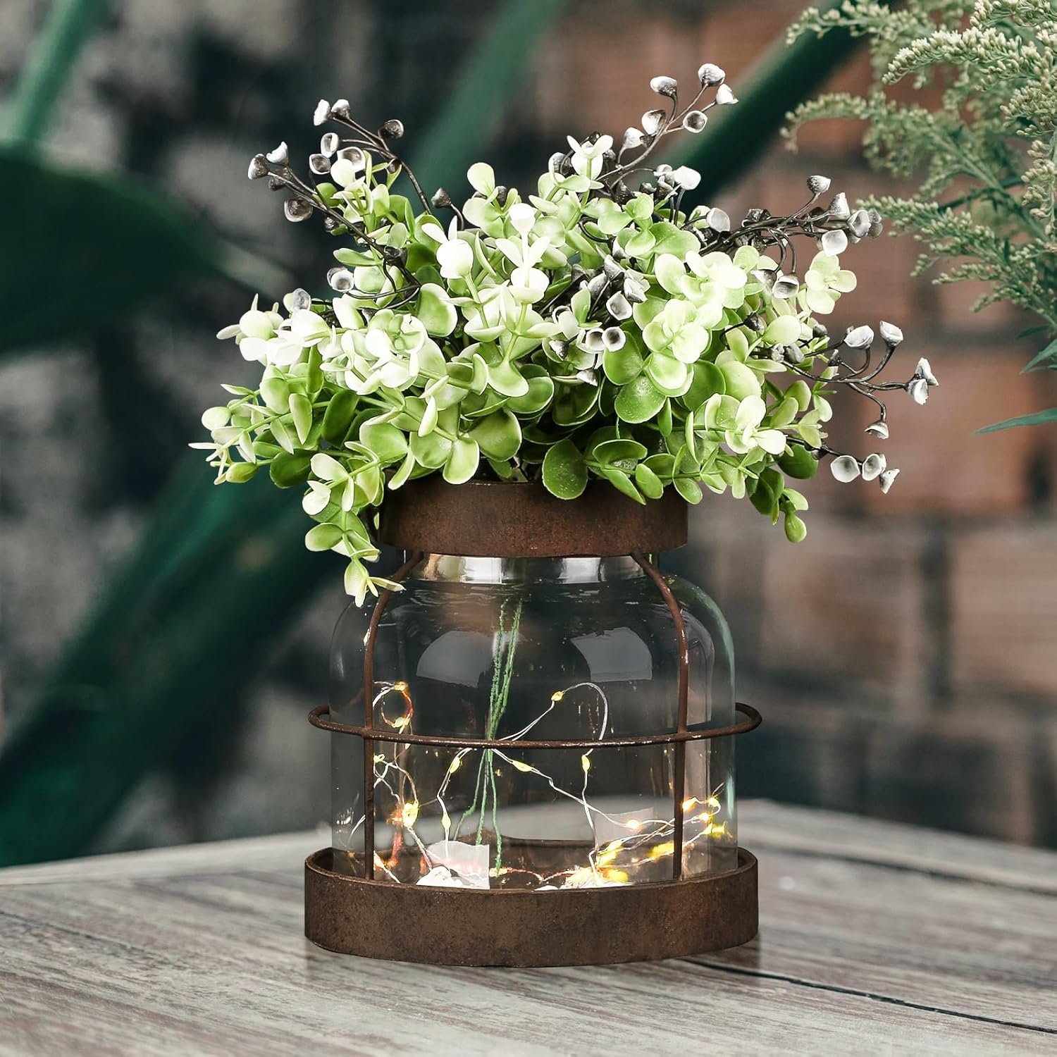 Amazon.com: Farmhouse Rustic Glass Vases Home Decor Vintage Flower ...