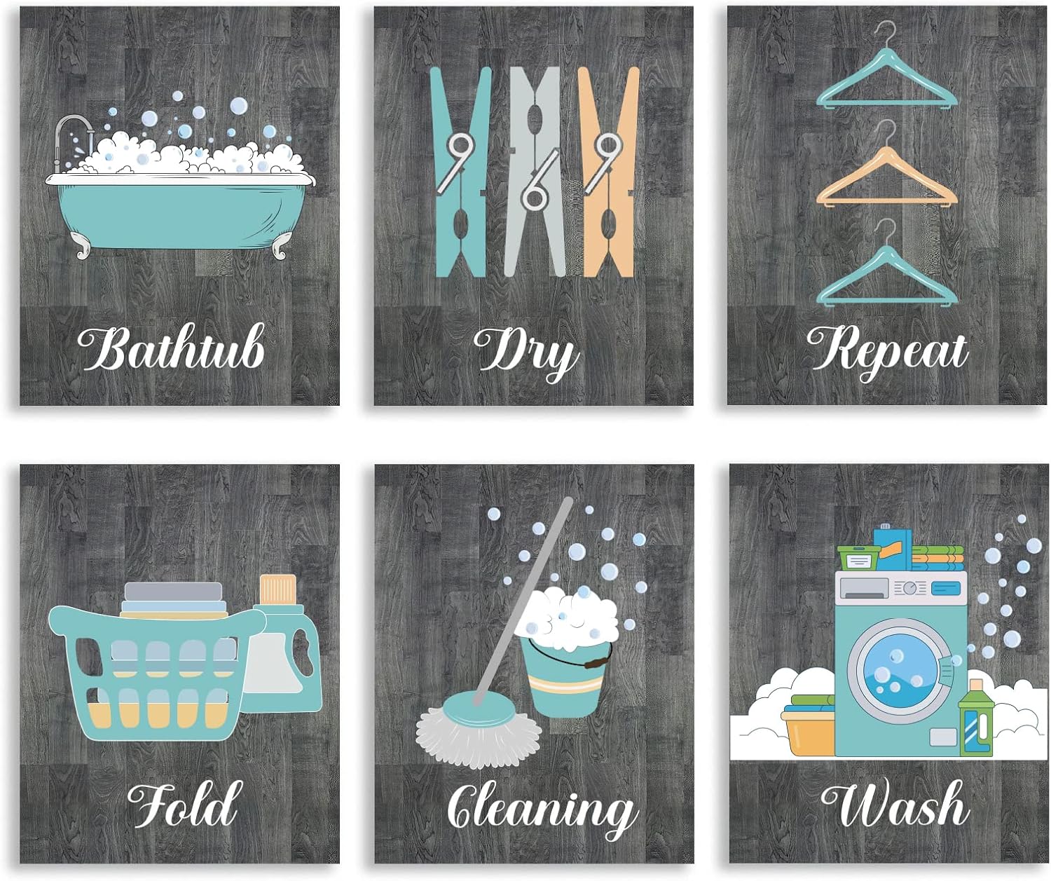 SUPERDANT Lot de 6 Affiche Decoration Murale de Salle de Bains de ...