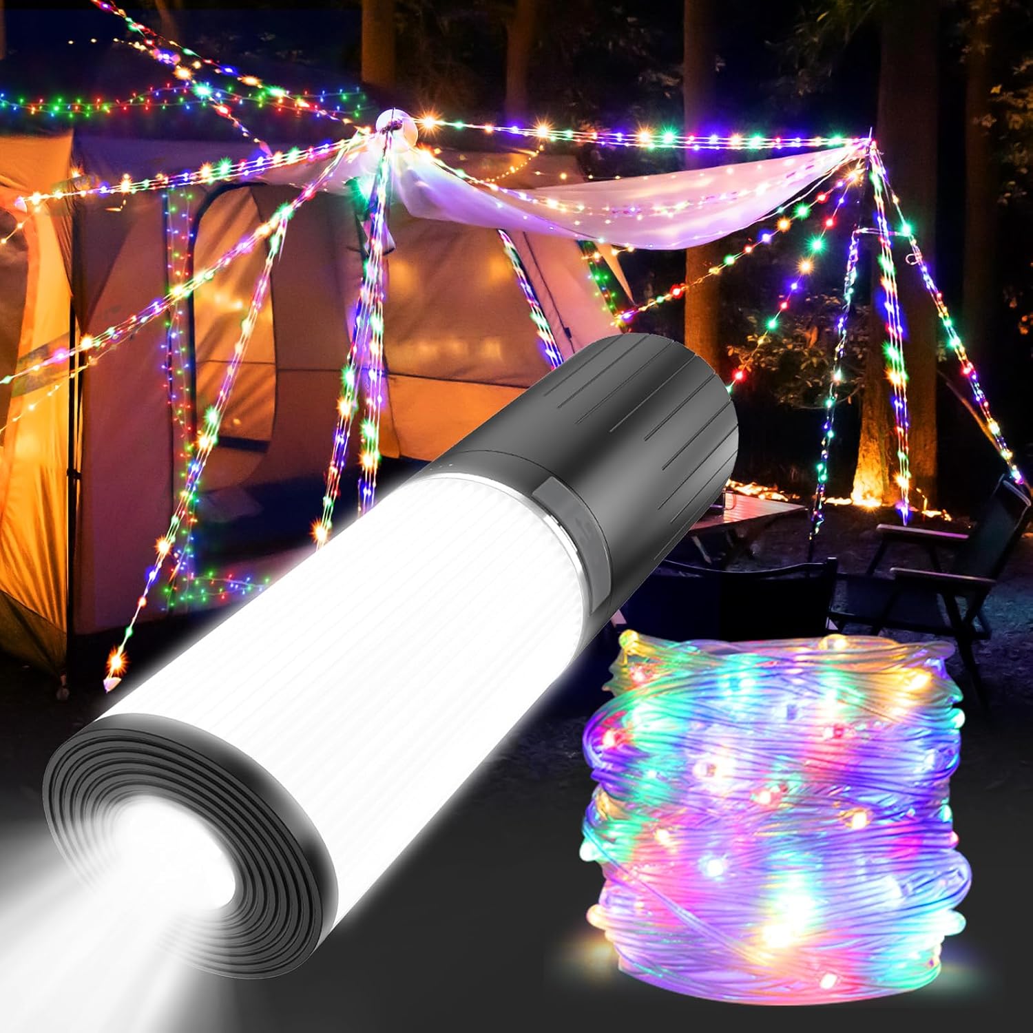 Amazon.com: Camping String Lights, 4 in 1 Outdoor String Lights with 9 ...