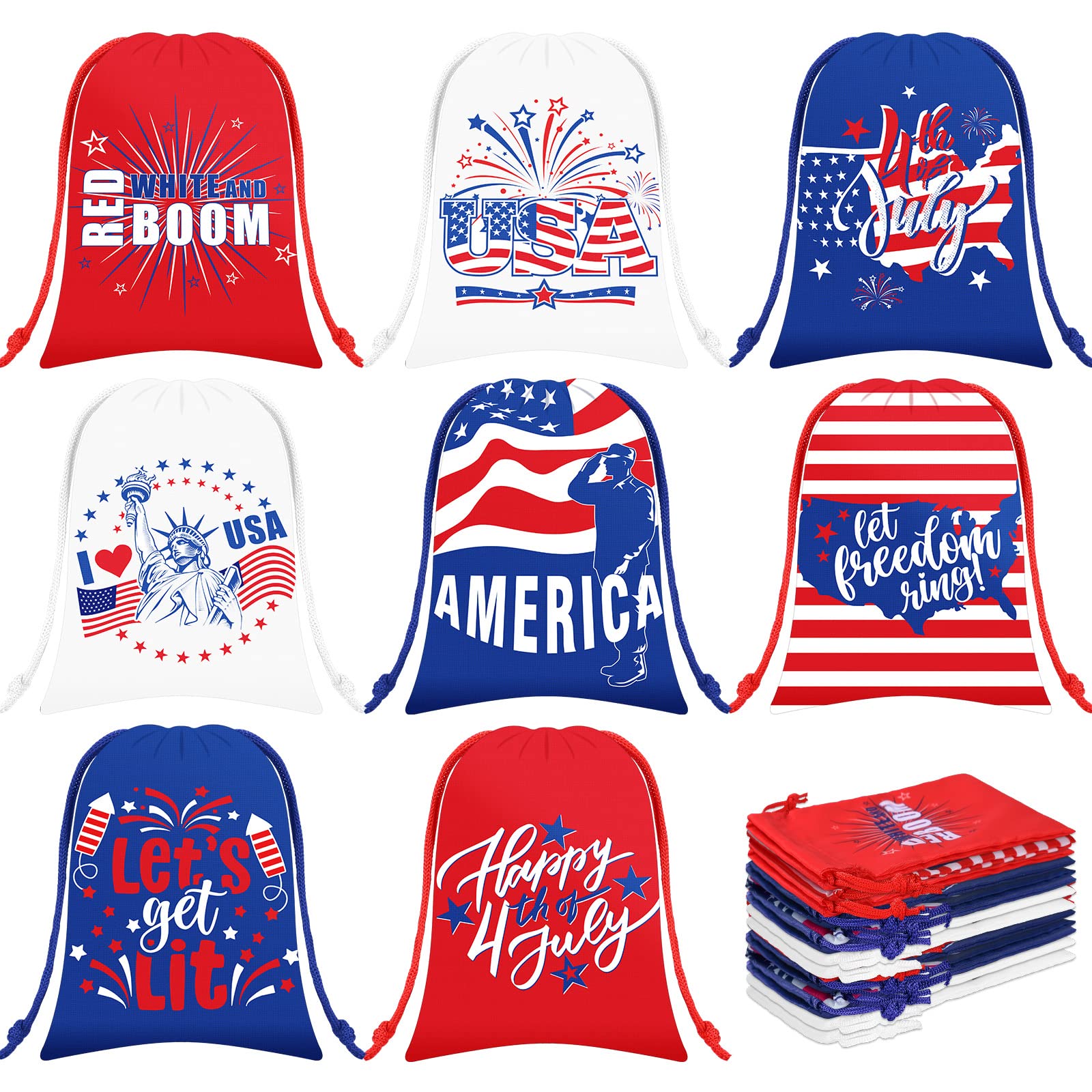 Amazon.com: 24 Pieces 4th of July Treat Bags Patriotic Drawstring Gift ...