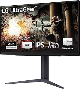 LG Electronics 27GR75Q-B Ultragear Gaming Monitor 68.5 cm (27"), 2560 x 1.440, 16:9, WQHD 1440p ...