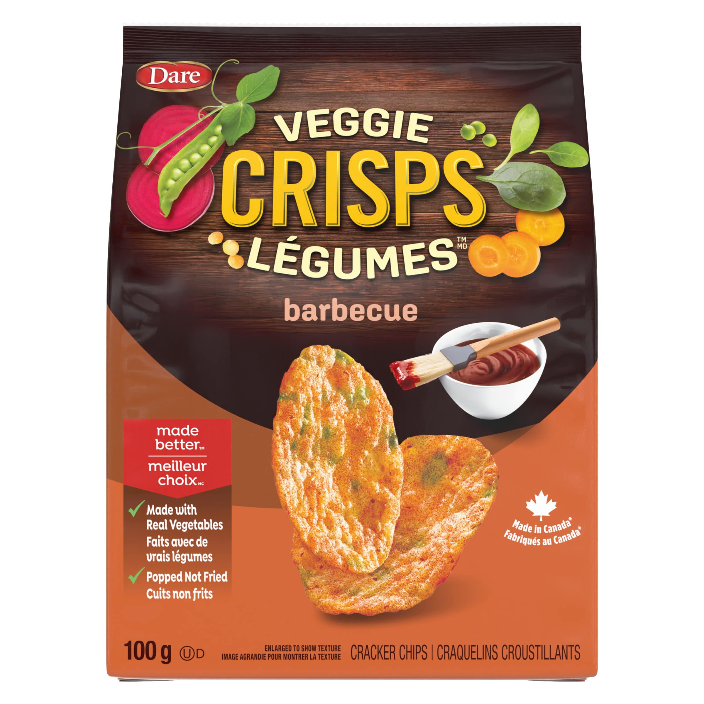 Dare Veggie Crisps Barbecue - Crunchy, Popped Snacks Made with Real ...