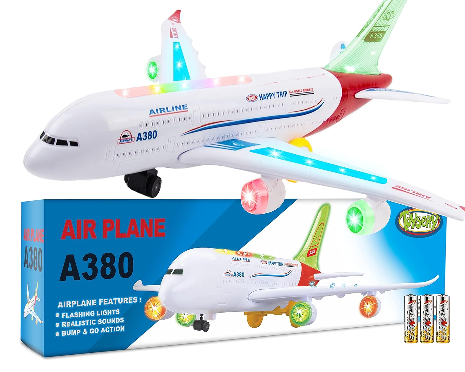 Toysery Airplane Airbus Toy with Beautiful Attractive Flashing Lights ...