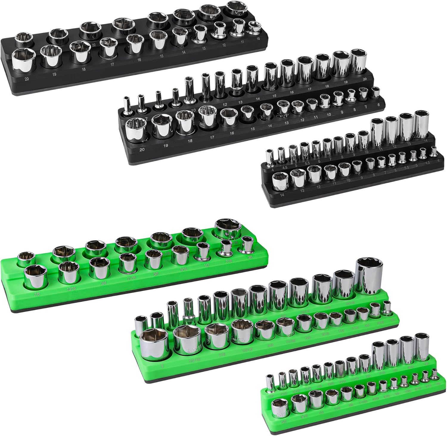 Amazon.com: ALOANES 143-Slot Magnetic Socket Organizer, 6PC Socket Tray ...