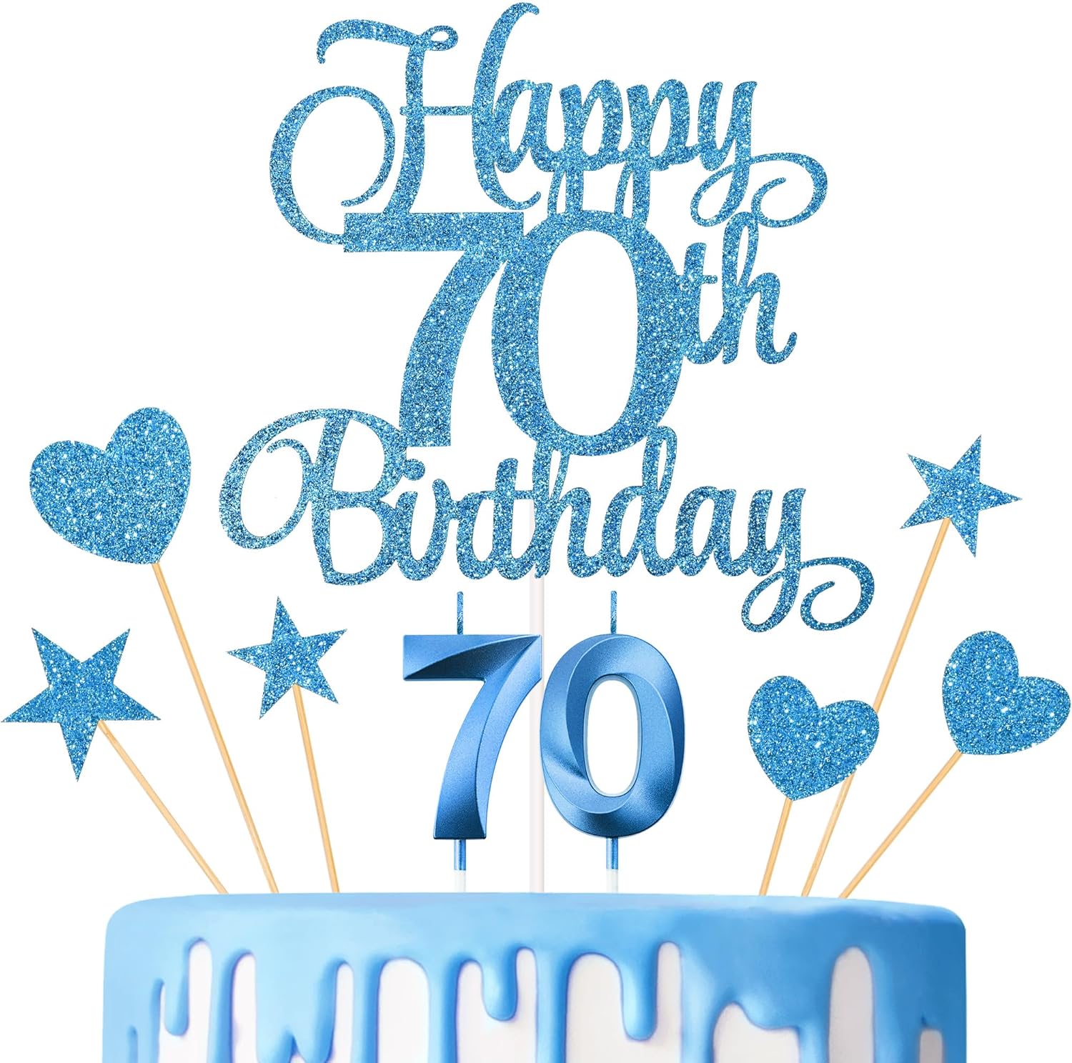Amazon.com: Lecferrarc 70th Birthday Cake Decorations, 70th Birthday ...
