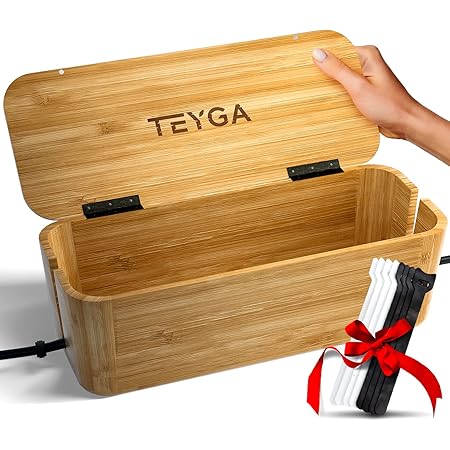 Amazon.com: Extra Large Cable Management Box with Lid, Bamboo Cable Box ...