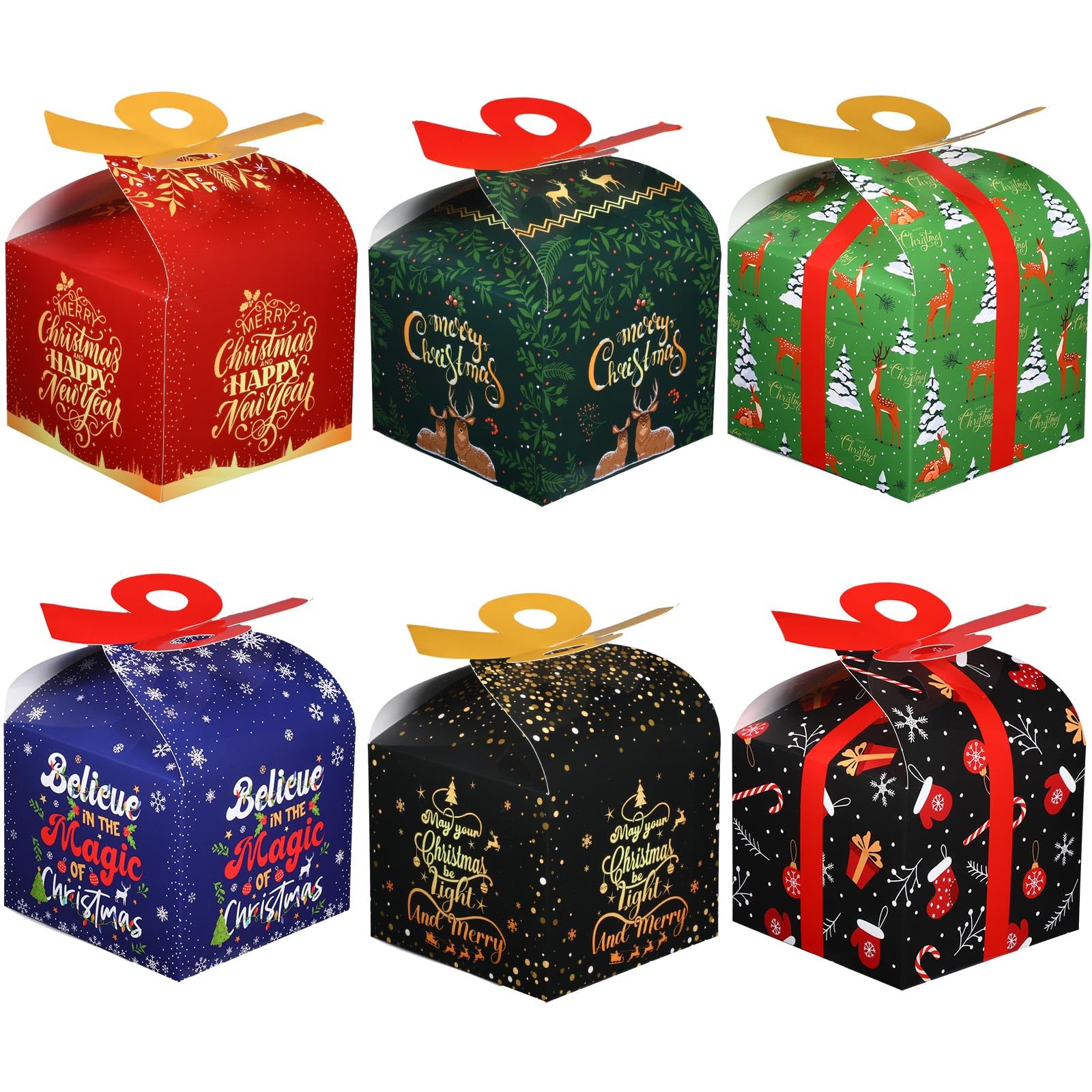 Amazon.com: Funrous 24 Pcs Christmas Goodie Boxes with Bow 3D Xmas Gift ...