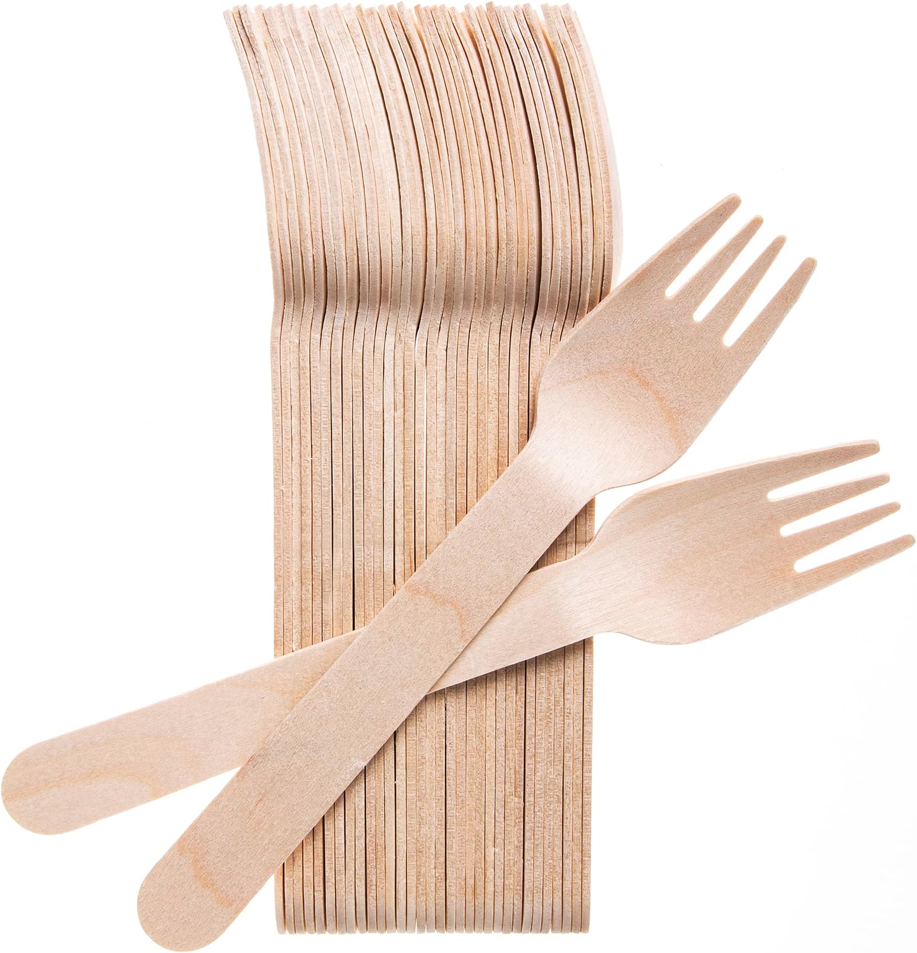 Amazon.com: Disposable Wooden Forks by Bamboodlers | 100% All-Natural ...