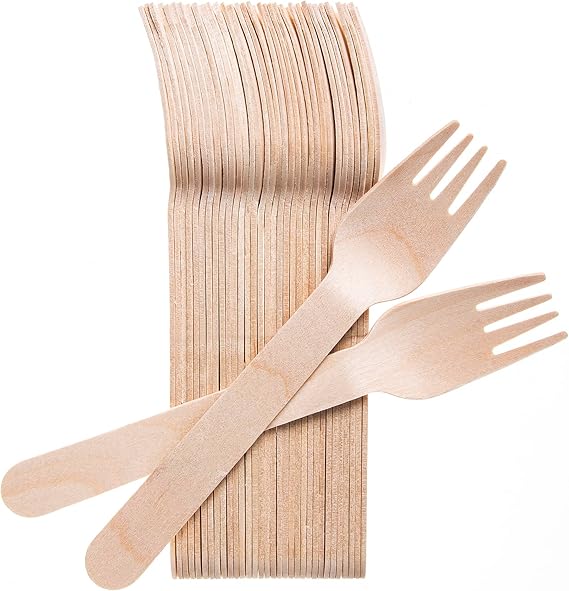 Amazon.com: Weemium Wooden Forks Disposable - 100 Splinter-free 6.5 ...